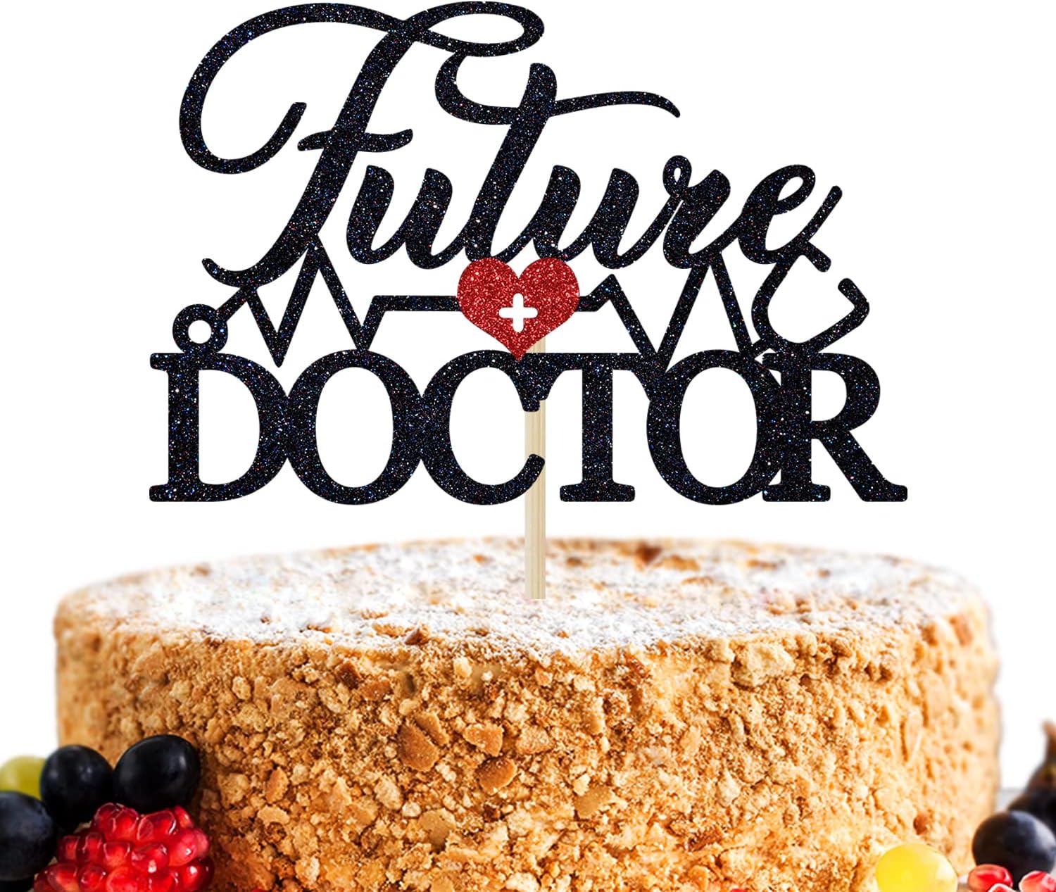 Amazon.com: Glitter Future Doctor Cake Topper - Congrats Grad Cake ...