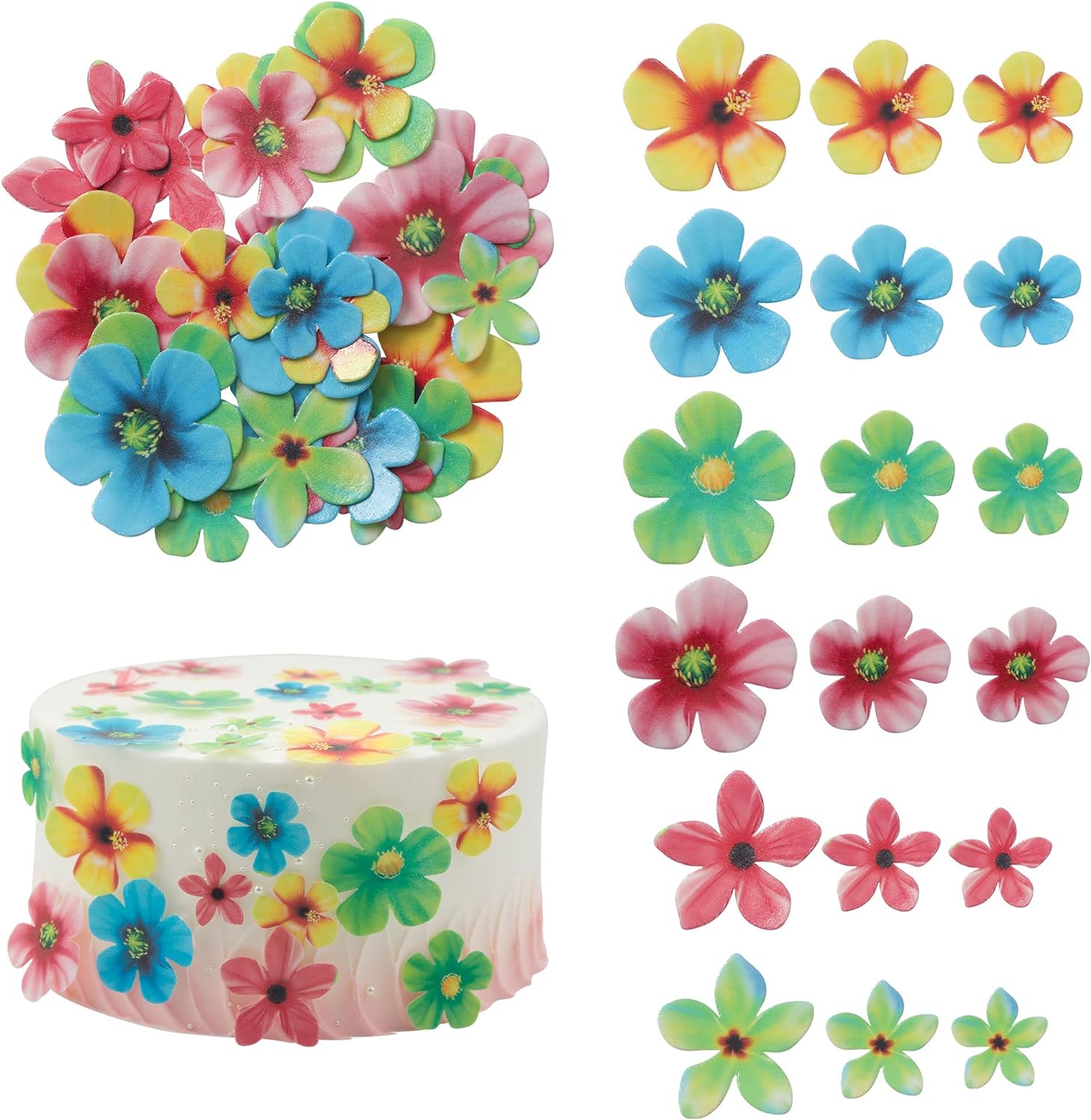 Amazon.com: Gyufise 35Pcs Edible Flowers Cake Decorations Beautiful ...