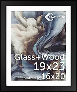 Amazon.com - Frame Amo 19x23 Black Solid Wood Poster Frame, White Mat ...