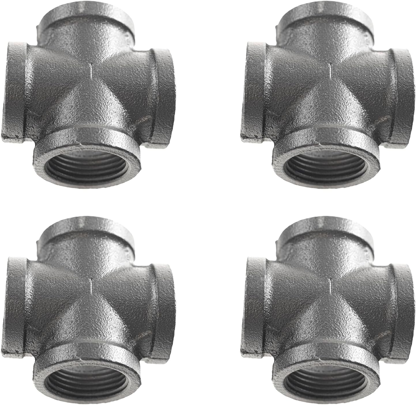 Amazon.com: 4 Pack DN25(1-inch） 4-Way Pipe Fitting, Malleable DN25 Iron ...