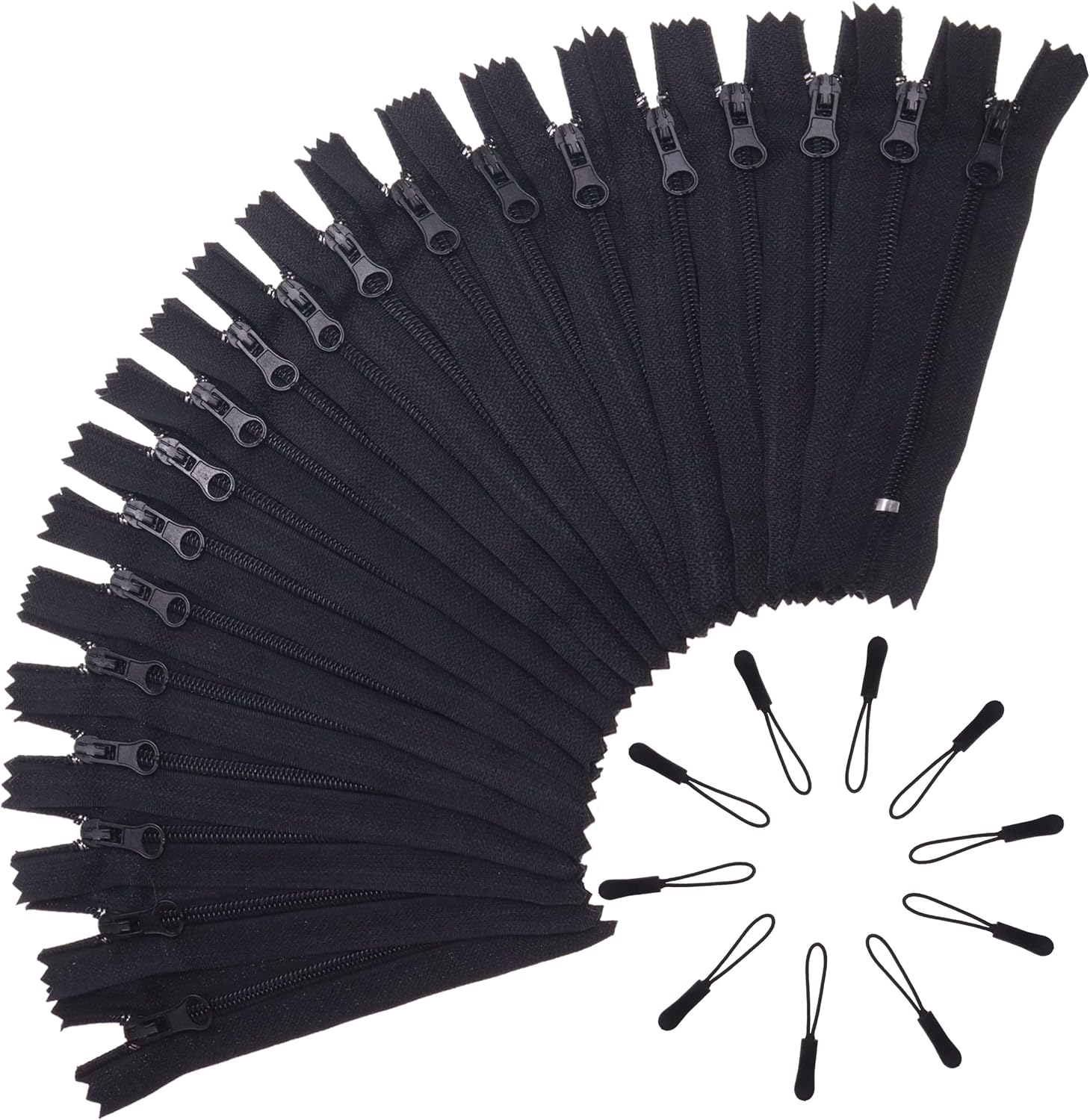 Amazon.com: IDONGCAI Nylon 4 Inch 20 Pcs Black Zipper,with 10 Pcs Black ...