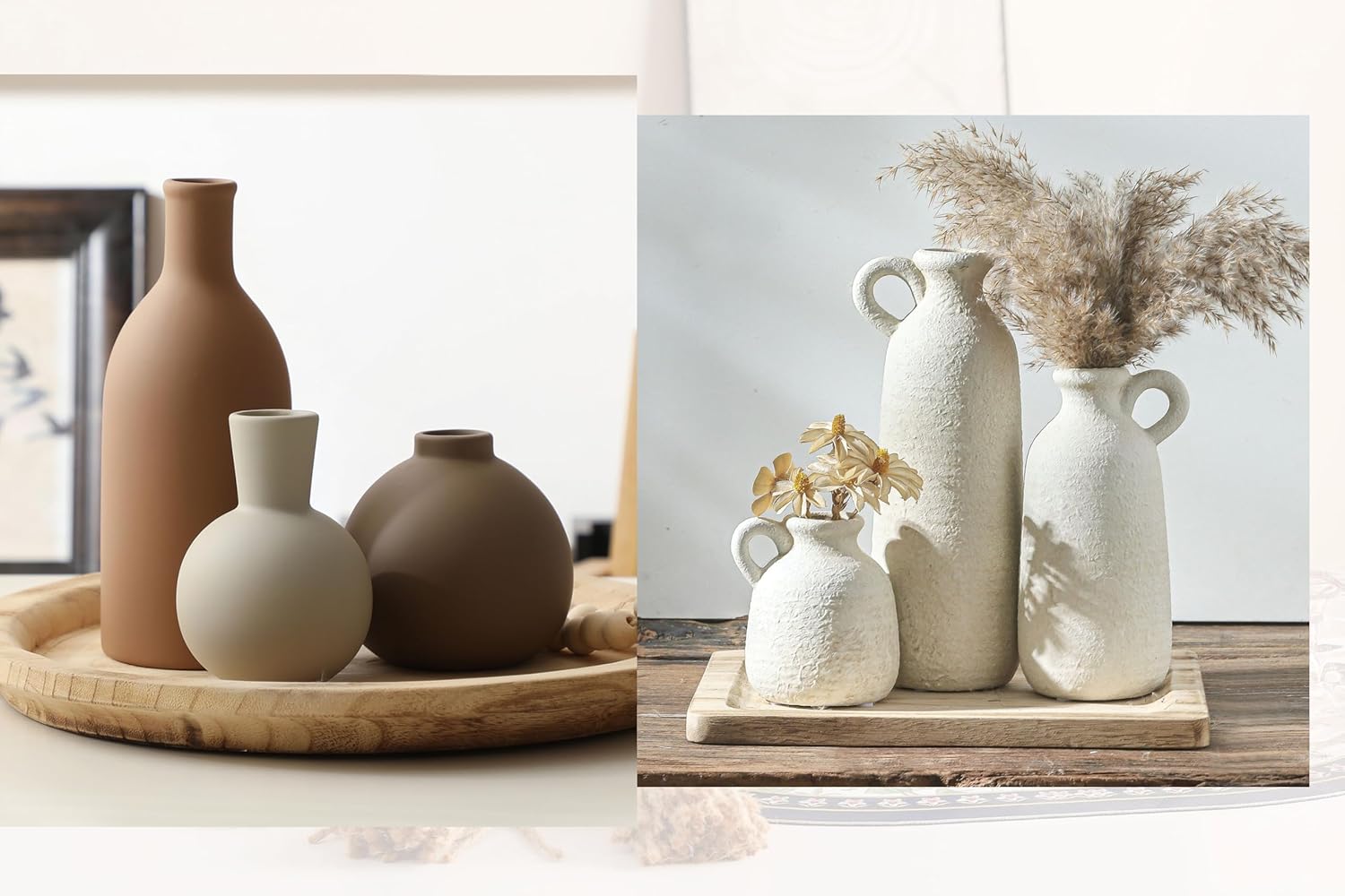 Amazon.com: Ceramic Vase Set of 3 & Rustic Ceramic Vase Set of 3, Vases ...