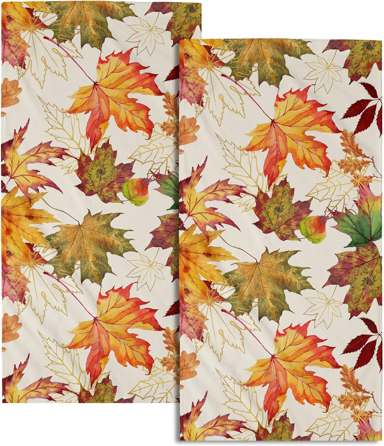 Amazon.com: Autumn Burnt Orange Fall Leaf Hand Towel Set of 2 Soft ...