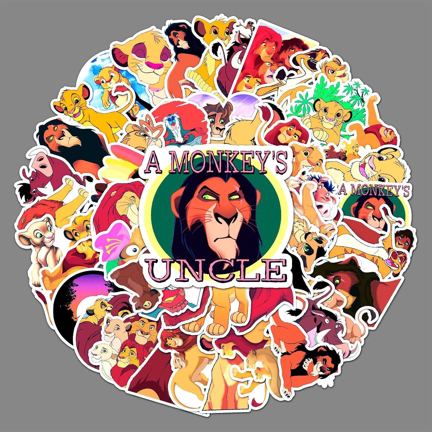 The Lion-King Stickers Forest Animals 50pcs Lion-King Vinyl Waterproof ...