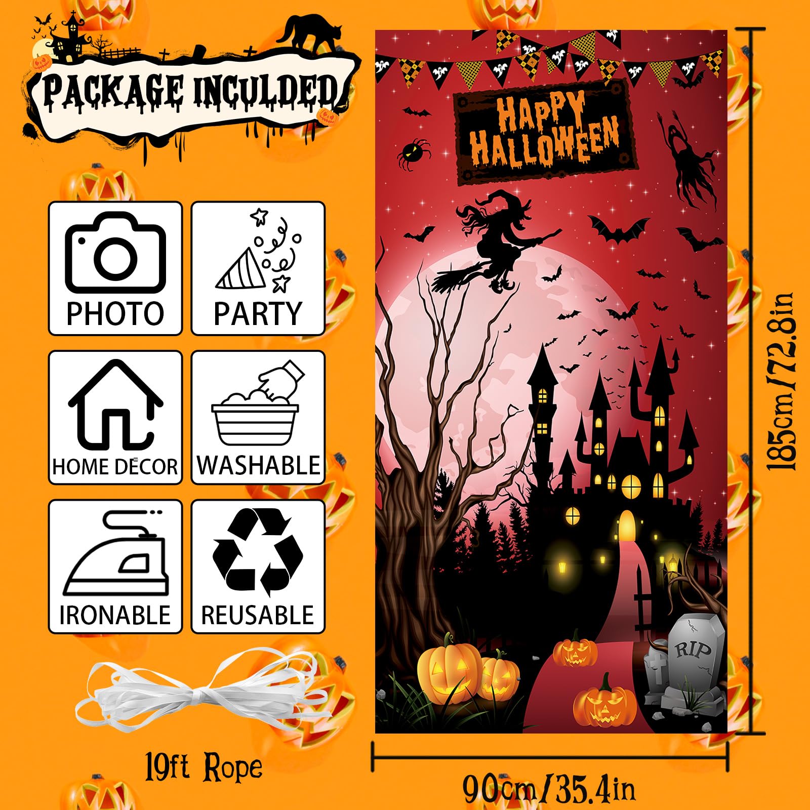 Snapklik.com : Halloween Door Decorations Banner, Halloween Door Cover ...