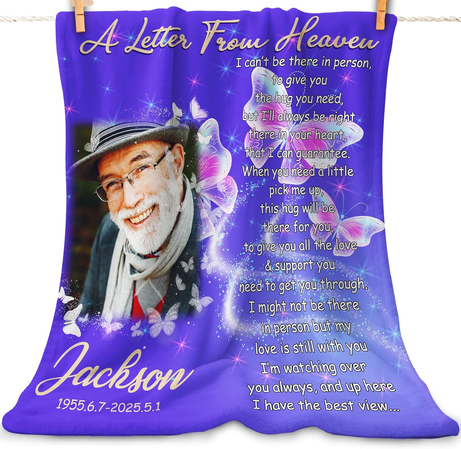Amazon.com: Custom Memorial Blanket with Photos for Loss of Loved One ...
