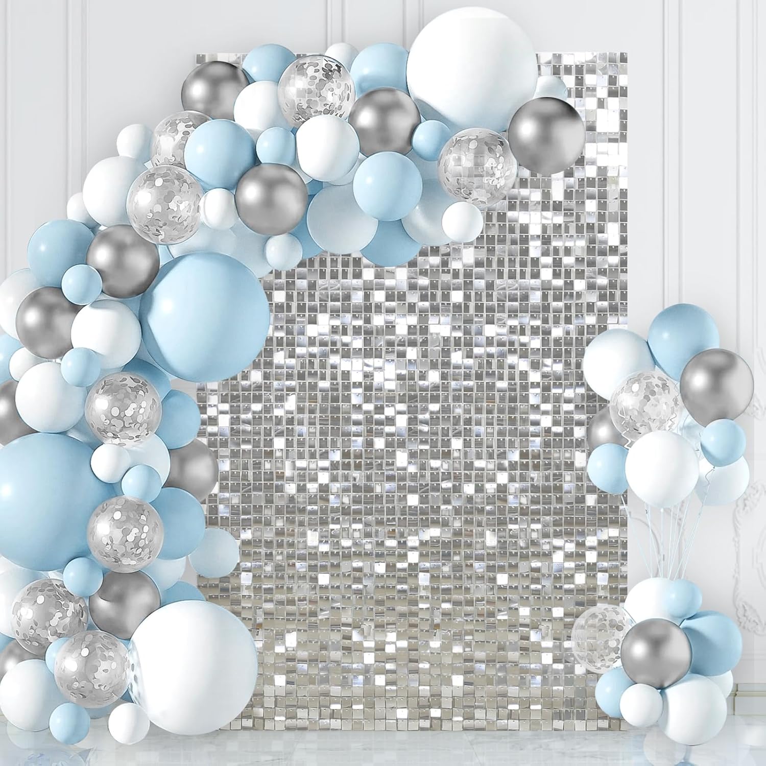 Amazon.com : Silver Shimmer Wall Backdrop Panels 3ftx4ft Glitter Disco ...