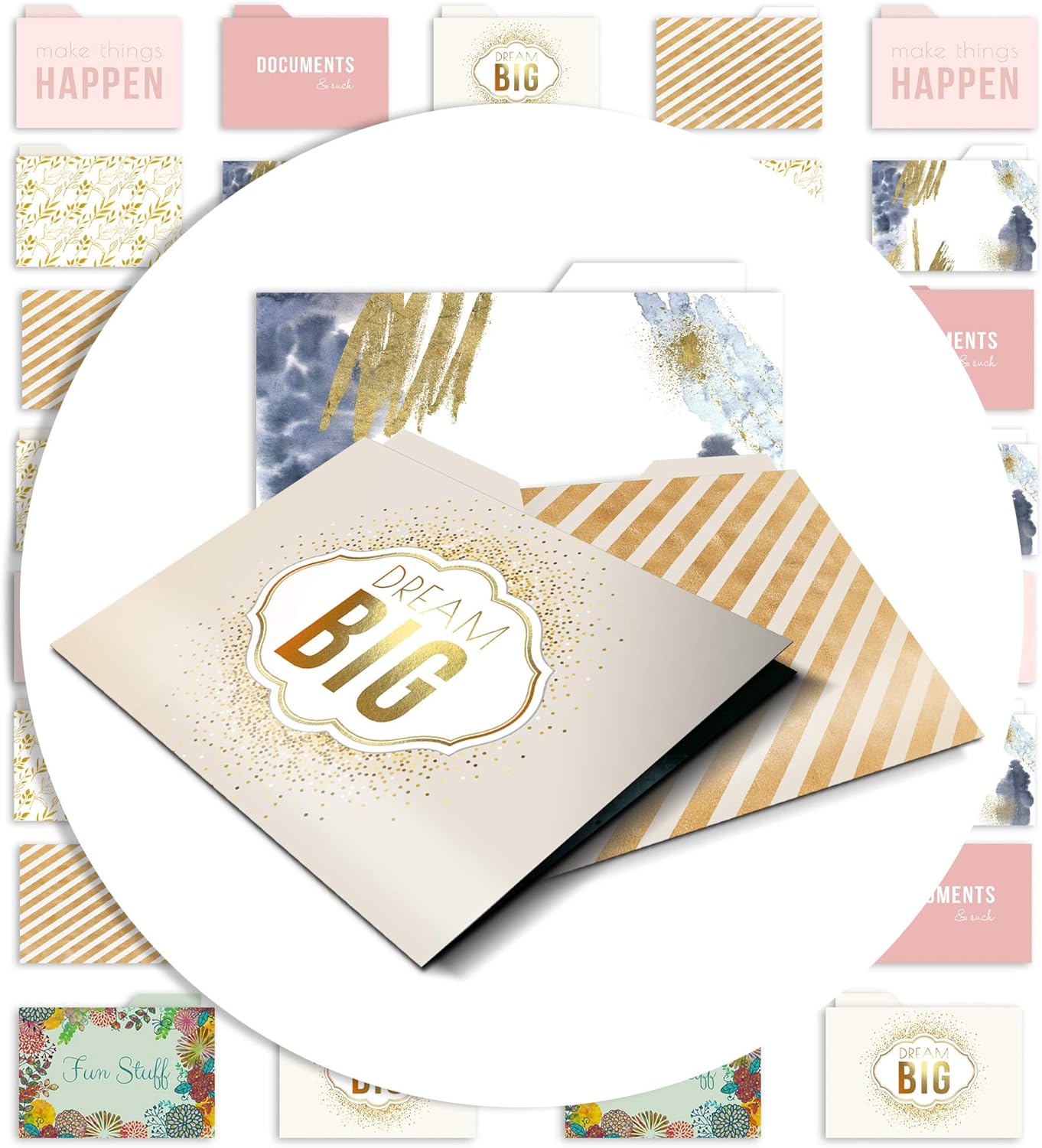 Amazon.com : Gold File Folders Set - 14 Colored 9.5" x 11.5" Letter ...