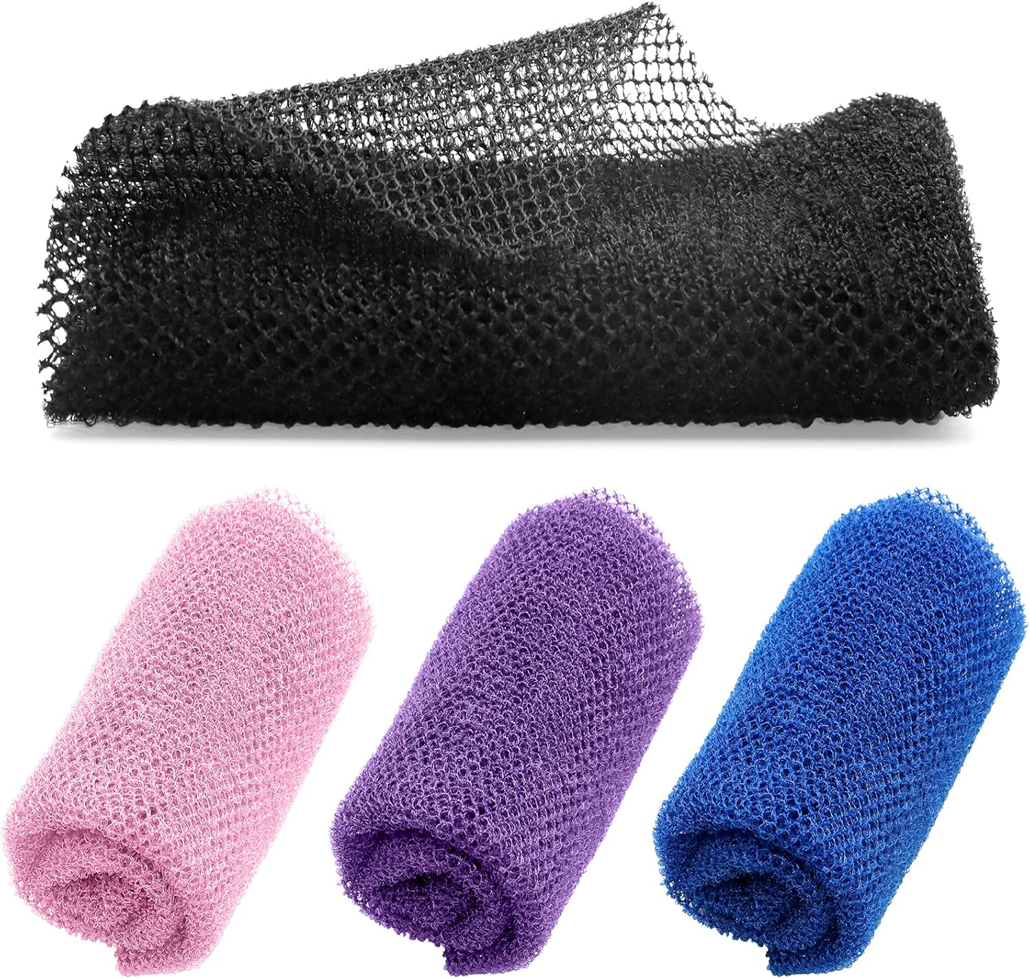 VEGCOO 4 Pcs African Exfoliating Net, Long Bath Spong African Back Body ...