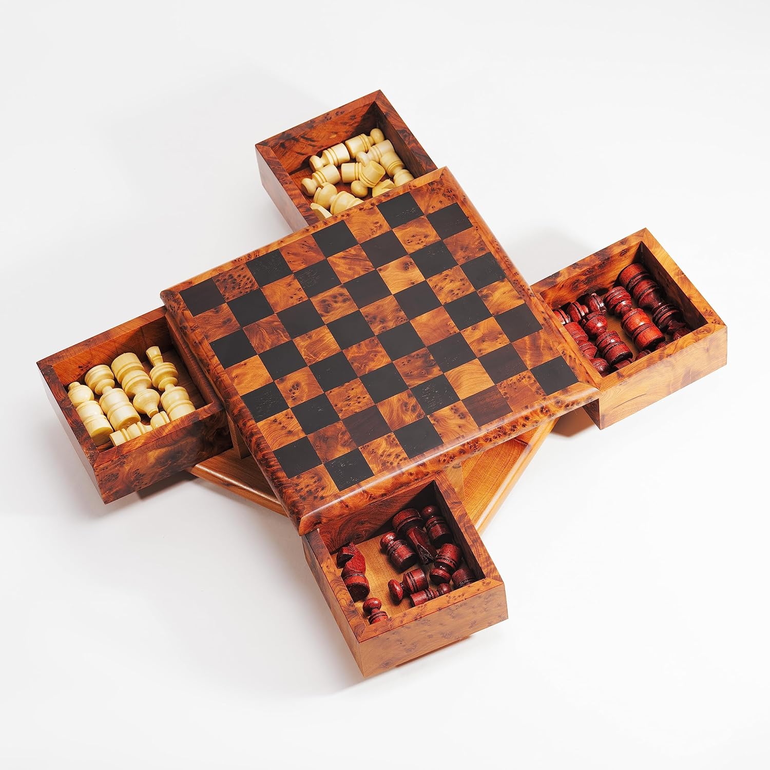 Amazon.com: 10" Thuya Wood Burl Rotary Chess Sets - Handmade Chess ...