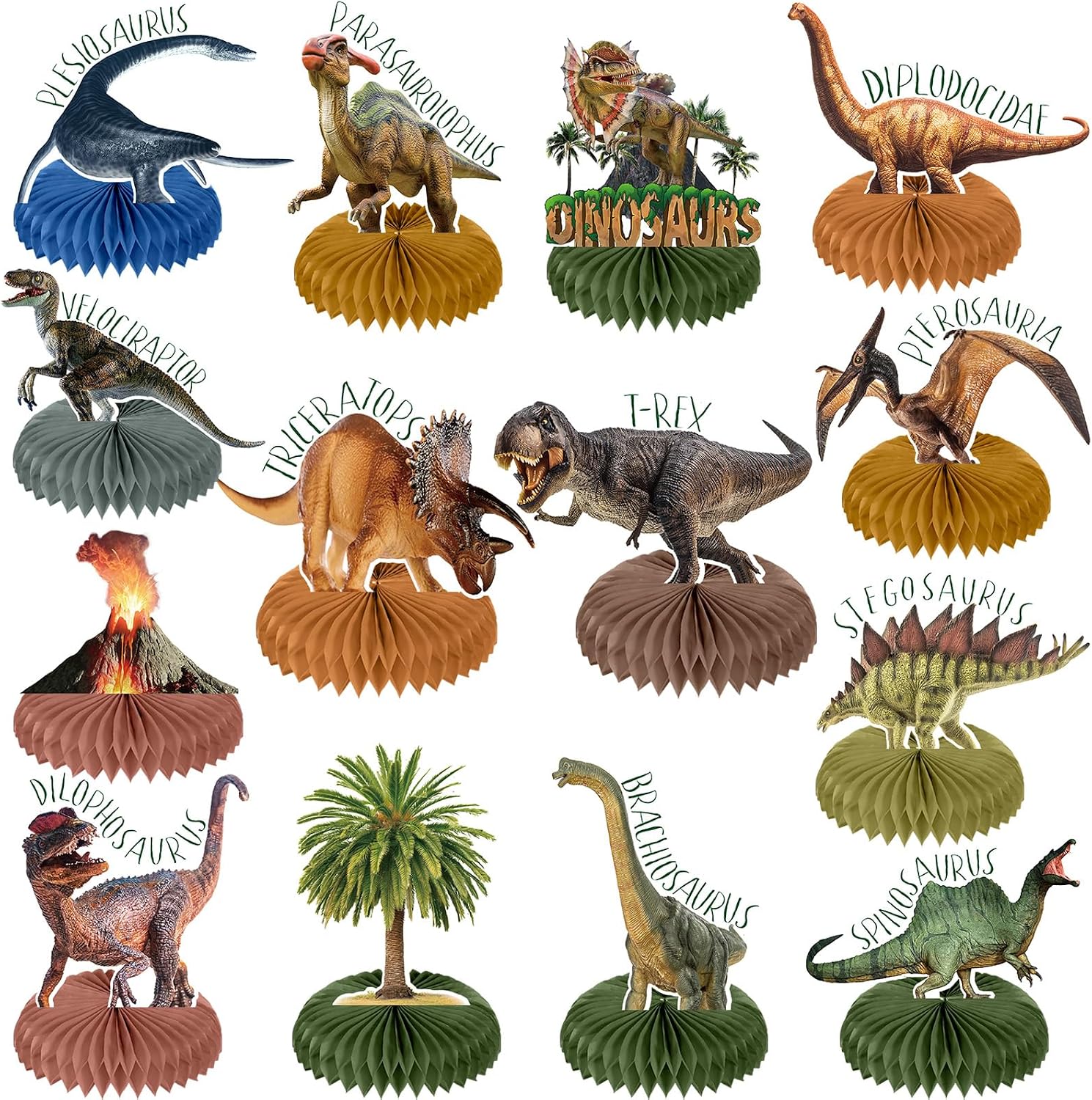 Aoriher 14 Centros de Mesa de Panal de Dinosaurio Decoración de Fiesta ...