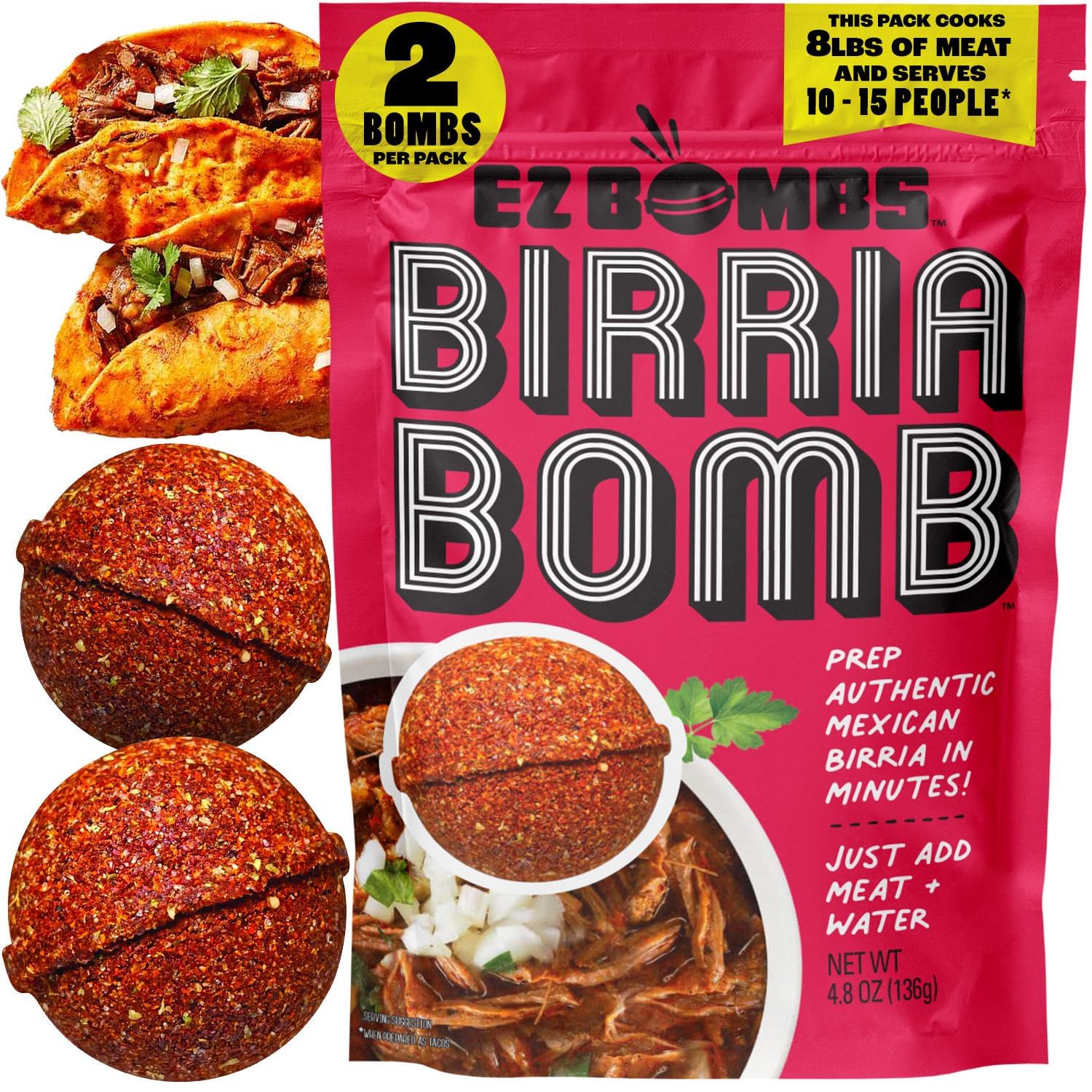 Amazon.com : EZ Bombs Birria Bomb Seasoning, Pack of 2 – Authentic ...