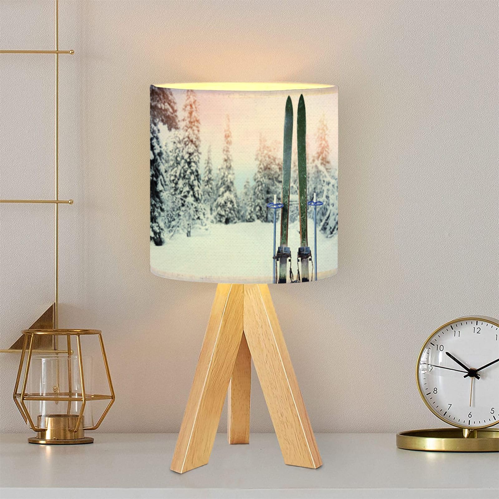 DQWIJAKX91 Tripod Table Lamp ski Trail Retro Wood skis ski Poles Modern ...