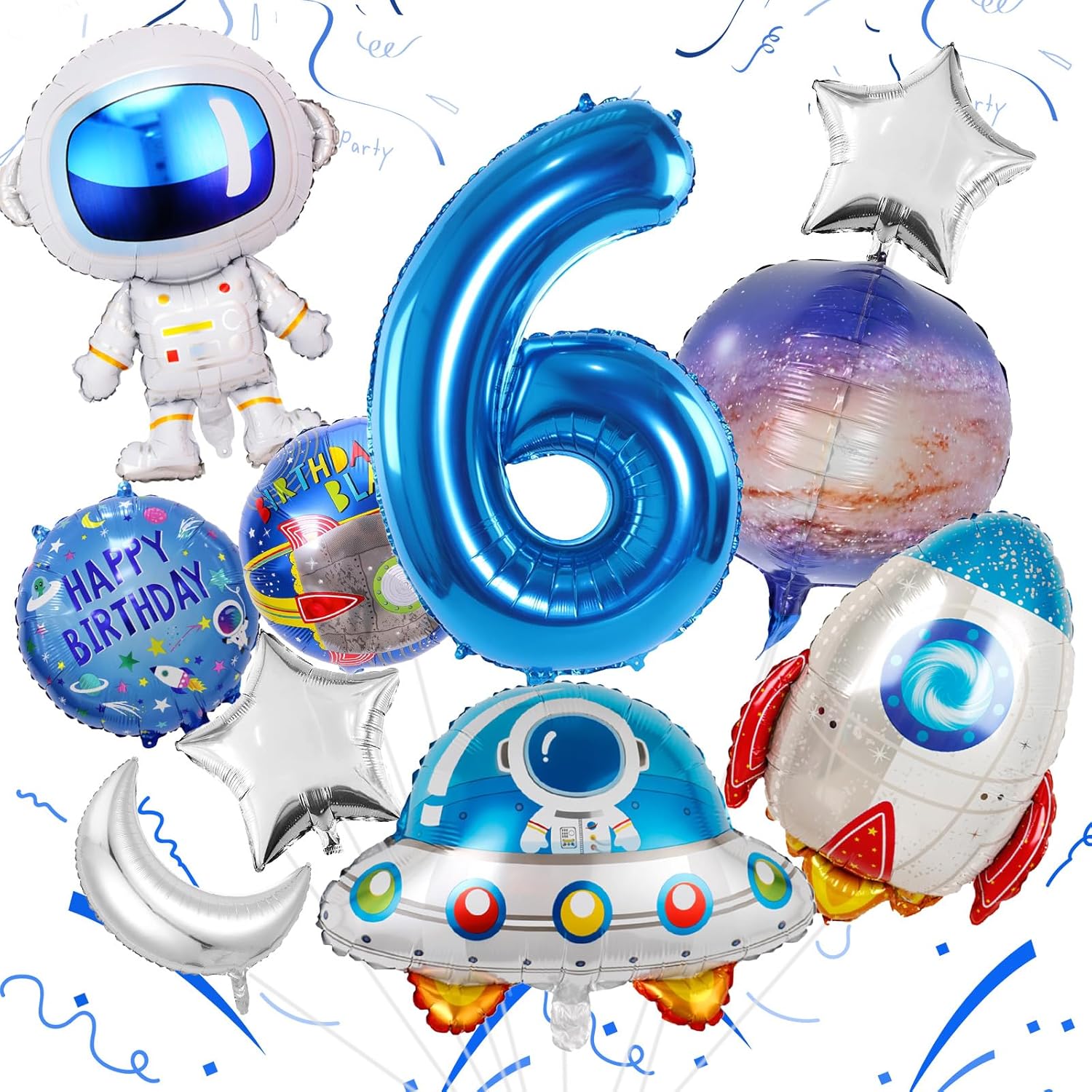 Amazon.com: 11PCS Space Balloons Space Theme 6th Birthday Party ...