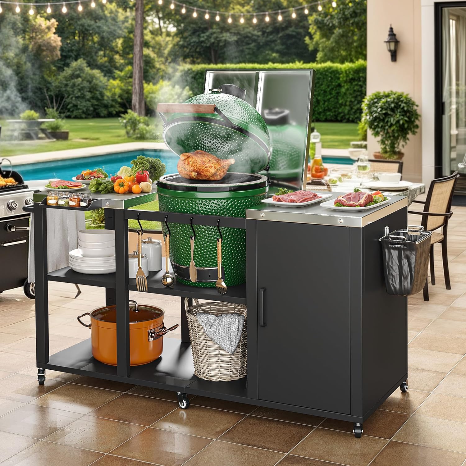 Amazon.com: YITAHOME Big Green Egg Grill Table with Removable Stainless ...