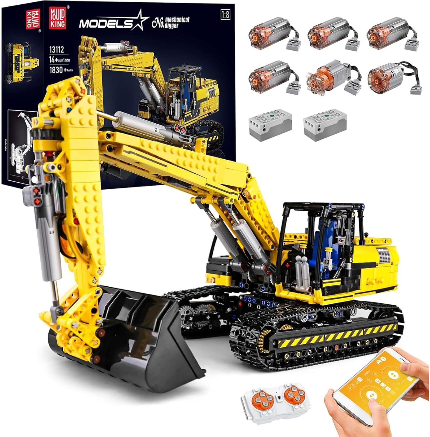 Amazon.com: Mould King RC Excavator Building Set for Boys,13112 MOC ...
