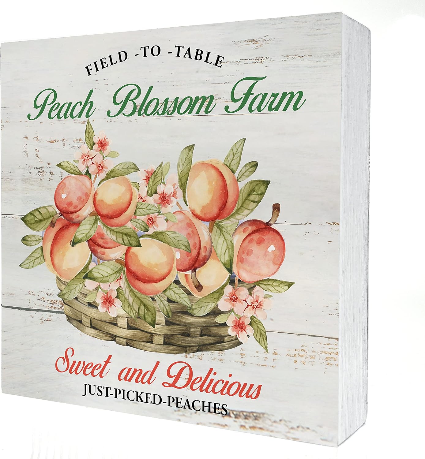 Amazon.com: Farmhouse Peaches Wooden Box Sign Desk Decor Rustic Peach ...