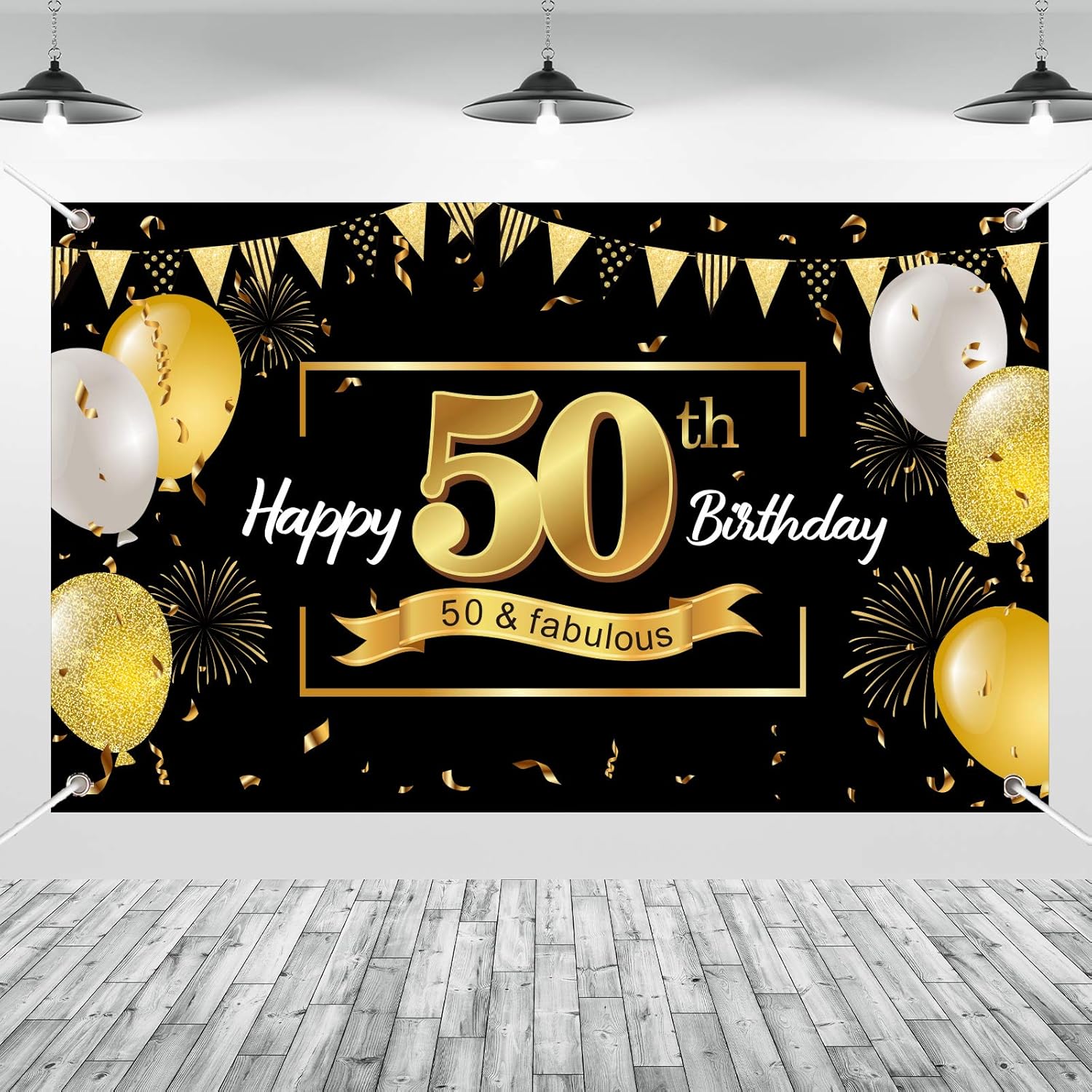 Amazon.com: Happy 50th Birthday Decoration Backdrop Cheers to 50 ...