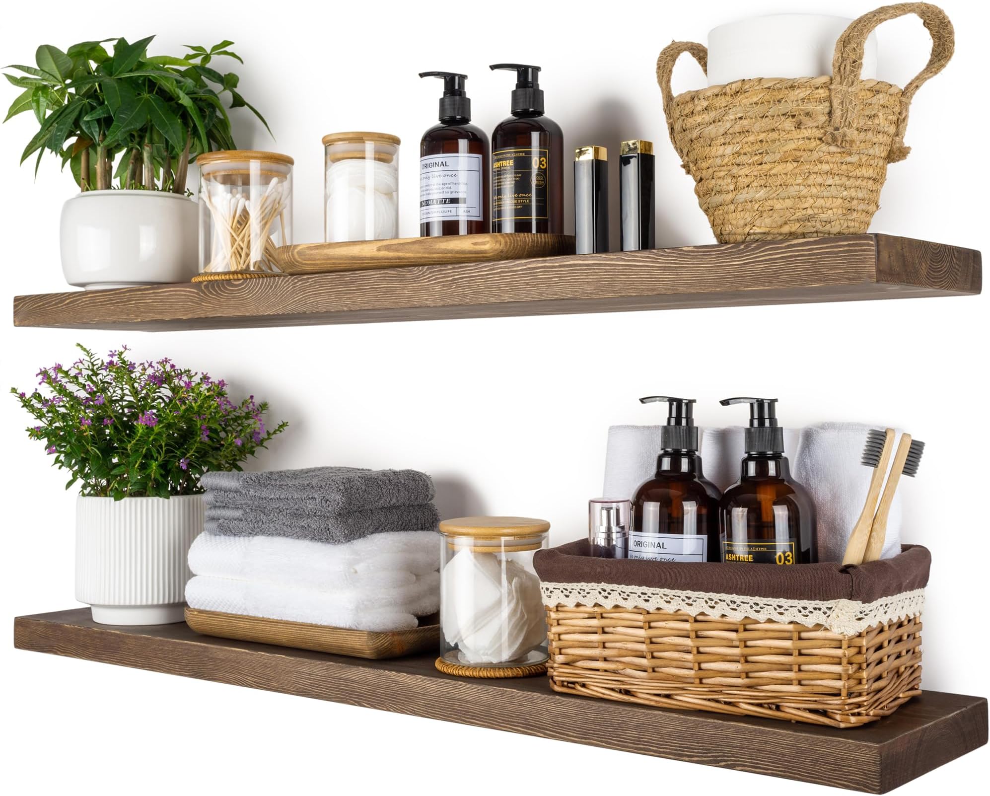 Amazon.com: PHPH 36 Inch Wood Floating Shelves for Wall, Wooden Wall ...