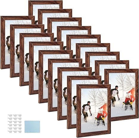 Amazon.com - PHAREGE 5x7 Picture Frame Bulk Distressed Brown, Set of 18 ...