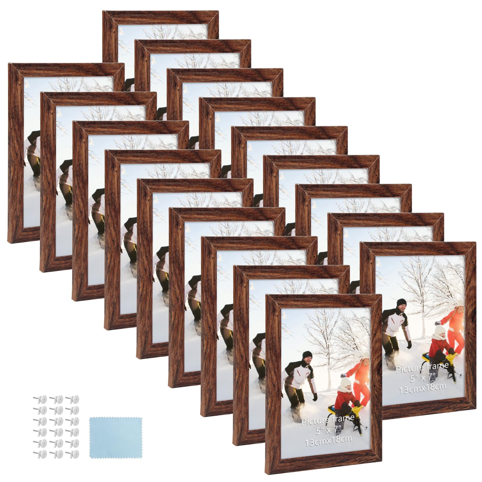 Amazon.com - PHAREGE 5x7 Wood Grain Picture Frame Bulk, Set of 18, Dark ...