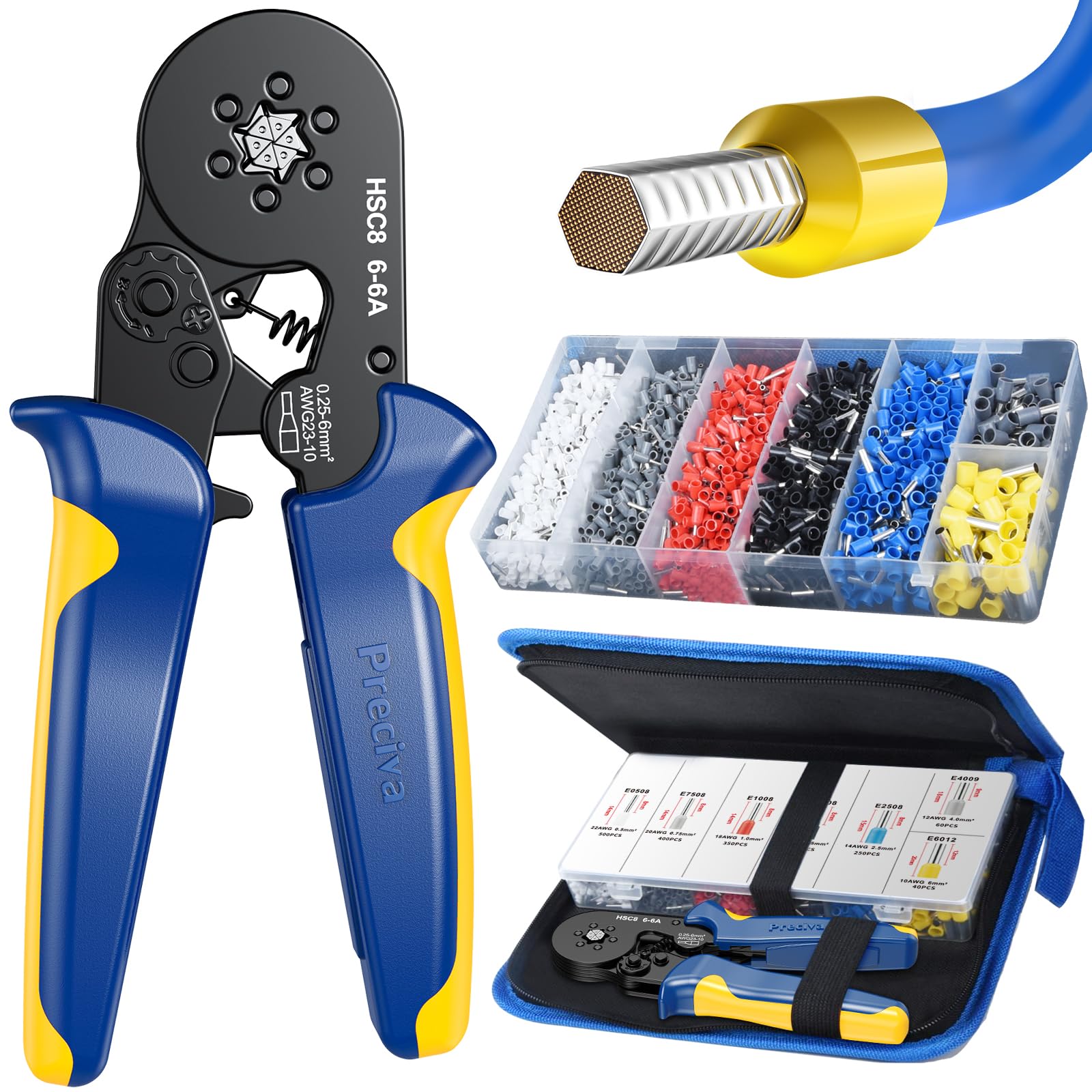 Preciva Ferrule Crimping Tool Kit with 1900PCS Wire Connectors ...