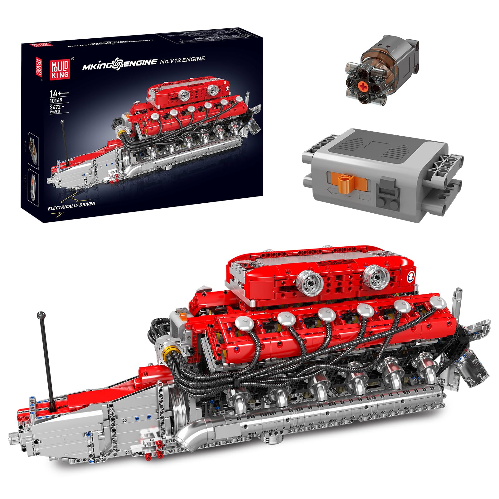 MOULD KING 10169 Technique V12 Engine Building Blocks Toy, 3472 Piece ...