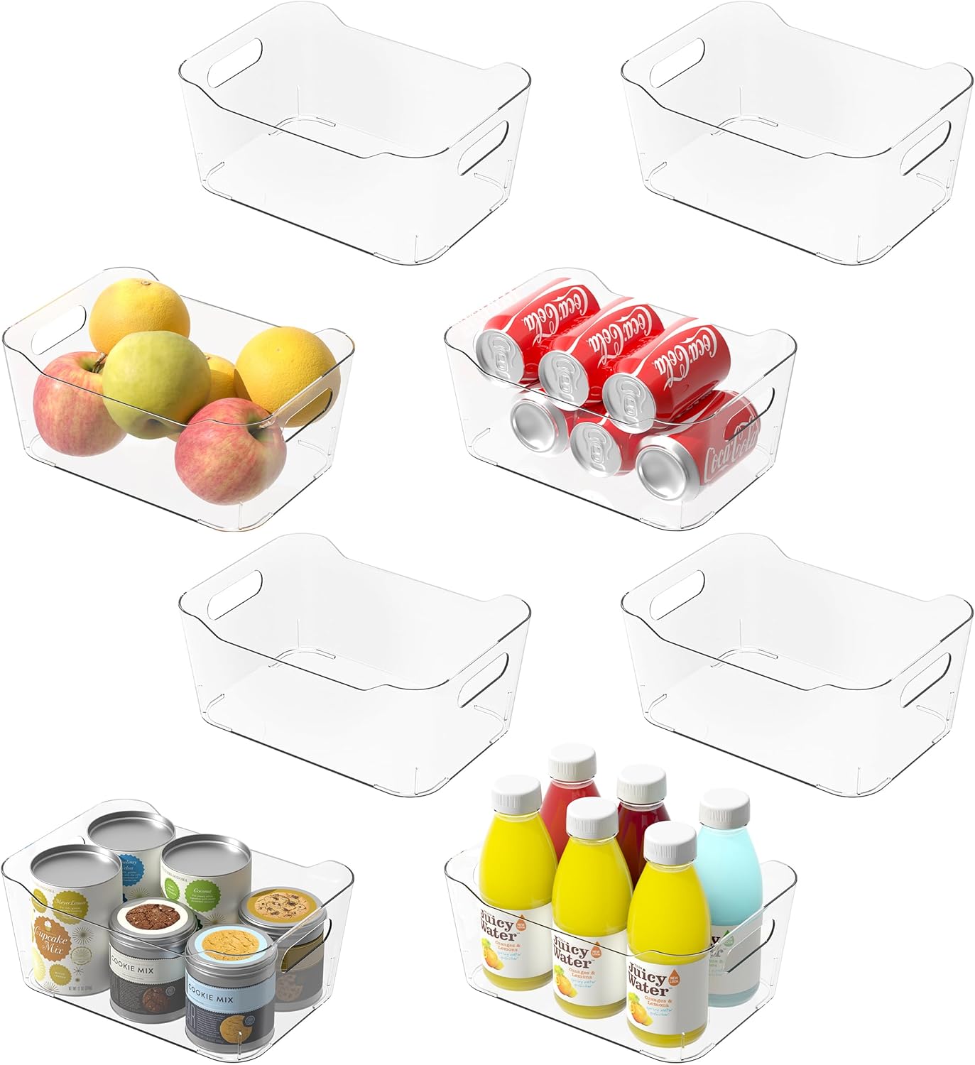 Amazon.com: TEESHLY 8 Pack Multi-Use Clear Organizer Bins - Plastic ...