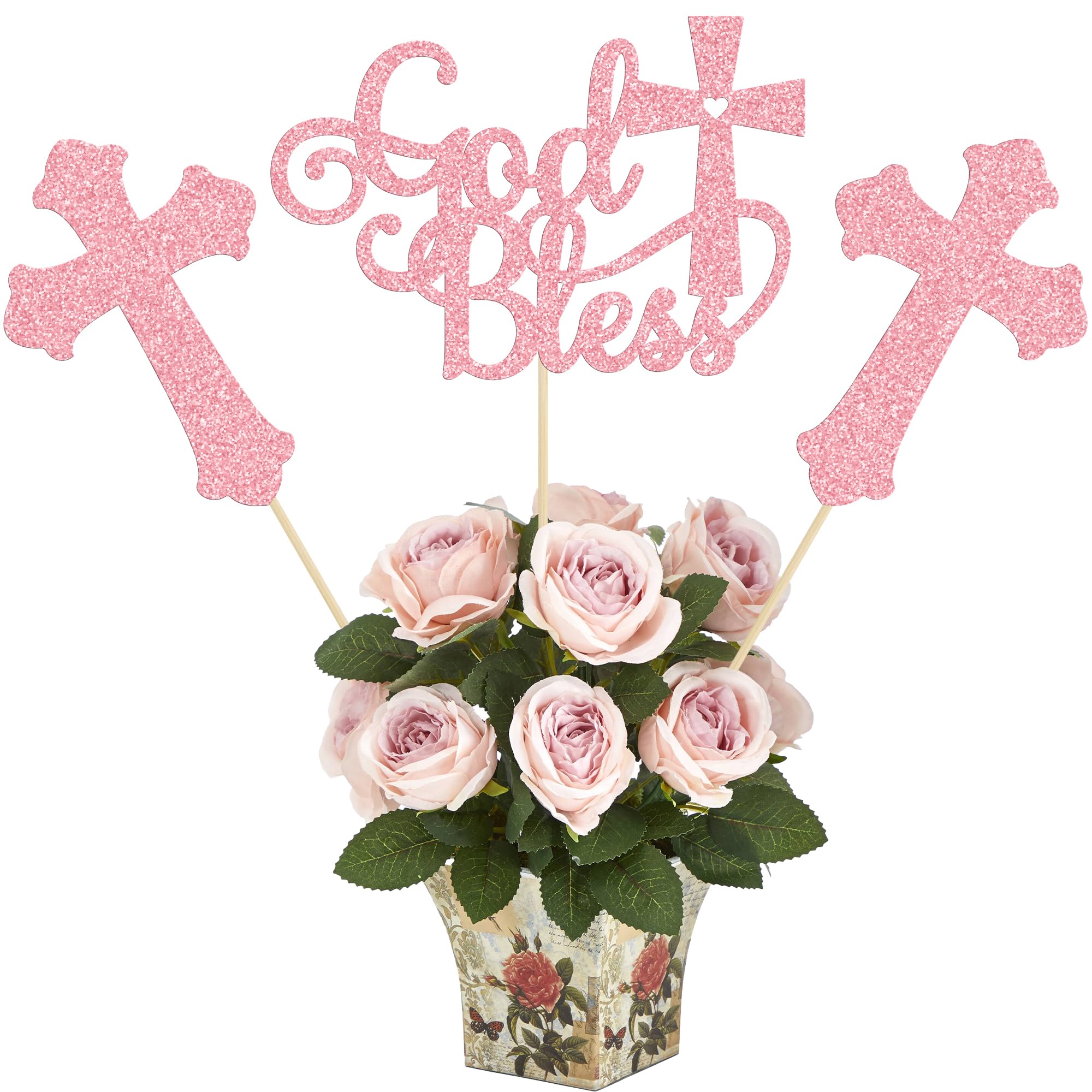 Amazon.com: Gyufise 12Pcs God Bless and Cross Centerpiece Sticks Double ...