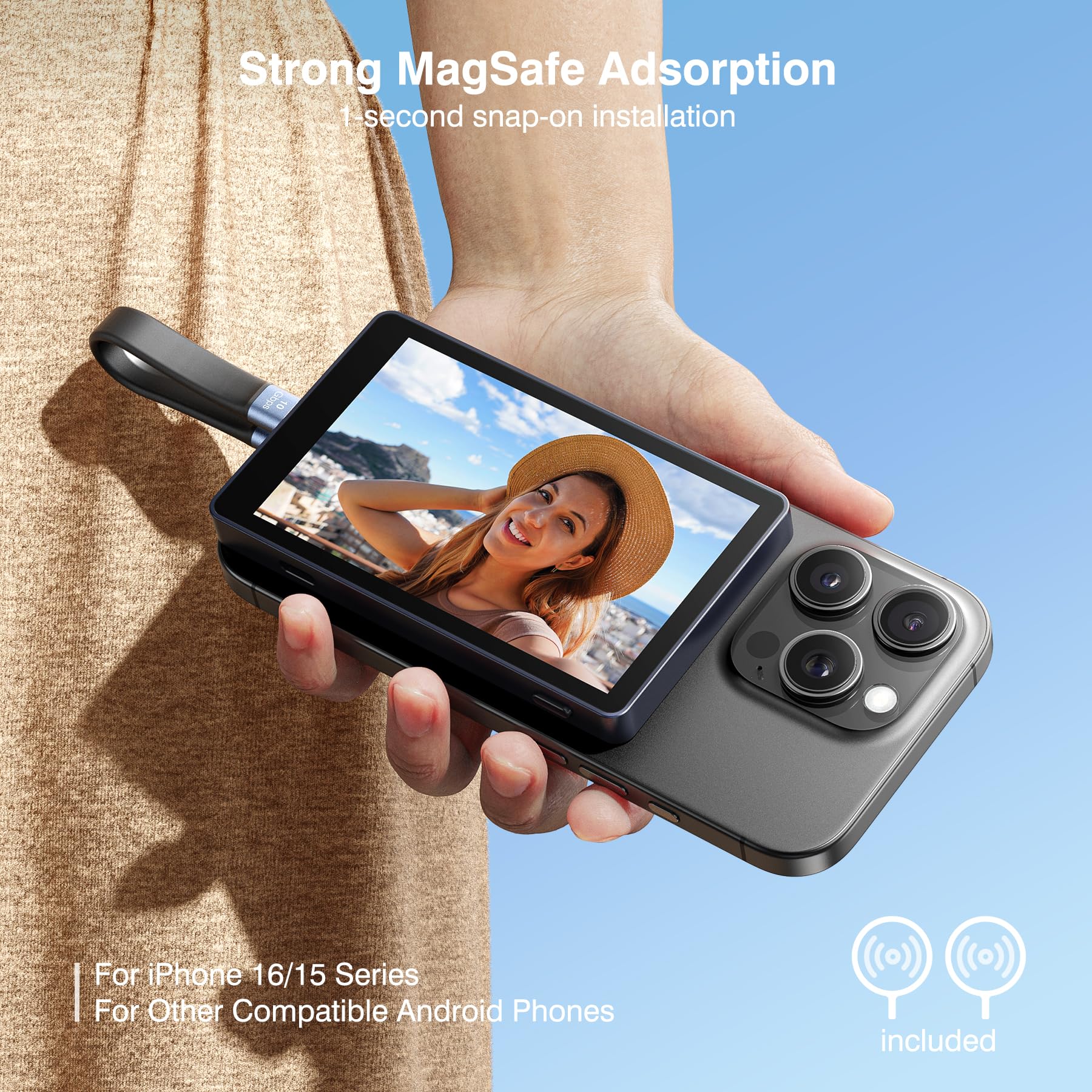 Apple Iphone Magnetic Wireless Selfie Screen With Bluetooth Remote - 4K ...