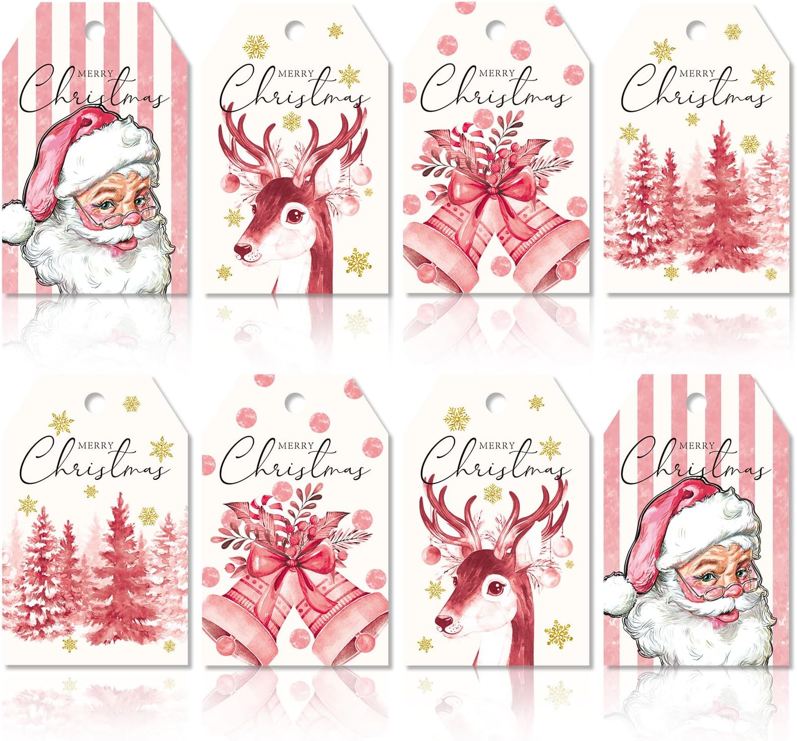 Amazon.com: Pink Christmas Gift Tags – 75 Labels, Pink Style Holiday ...