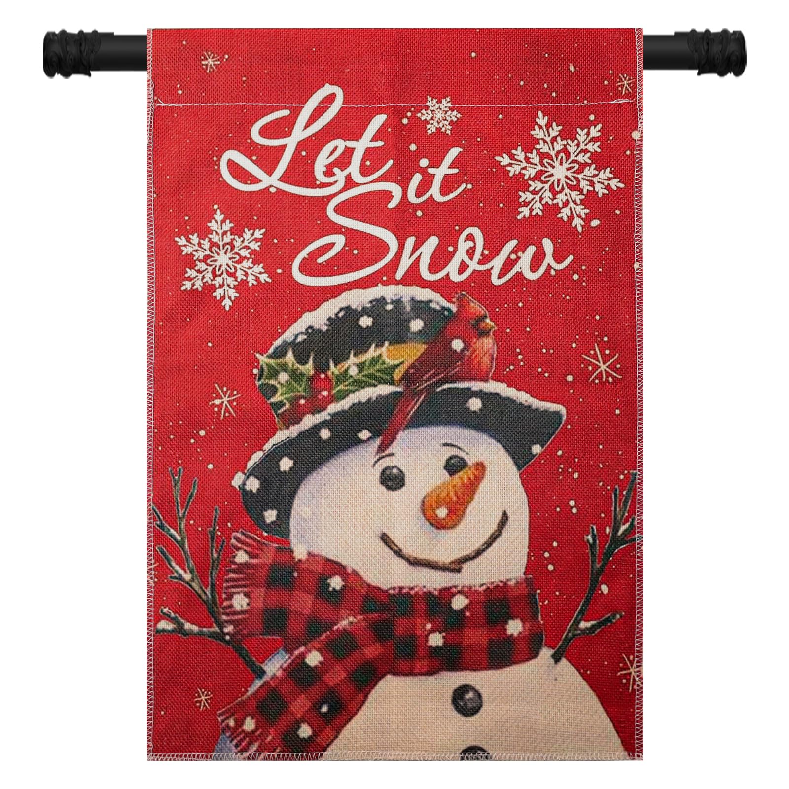Amazon.com : Christmas Garden Flag Let It Snow Snowman Cardinal and ...