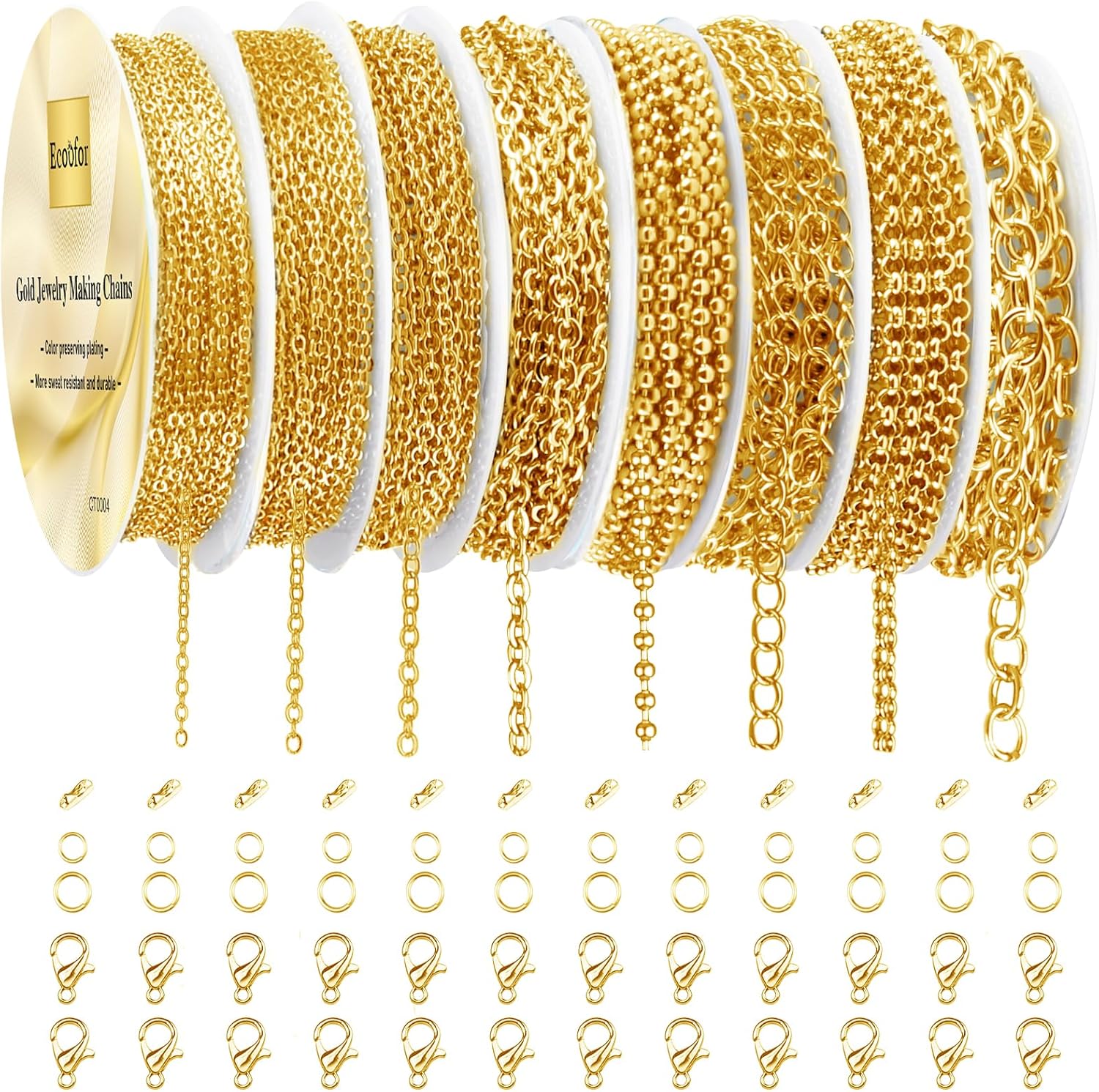 Amazon.com: Ecoofor Gold Necklace Chains for Jewelry Making, 62.3 Feet ...