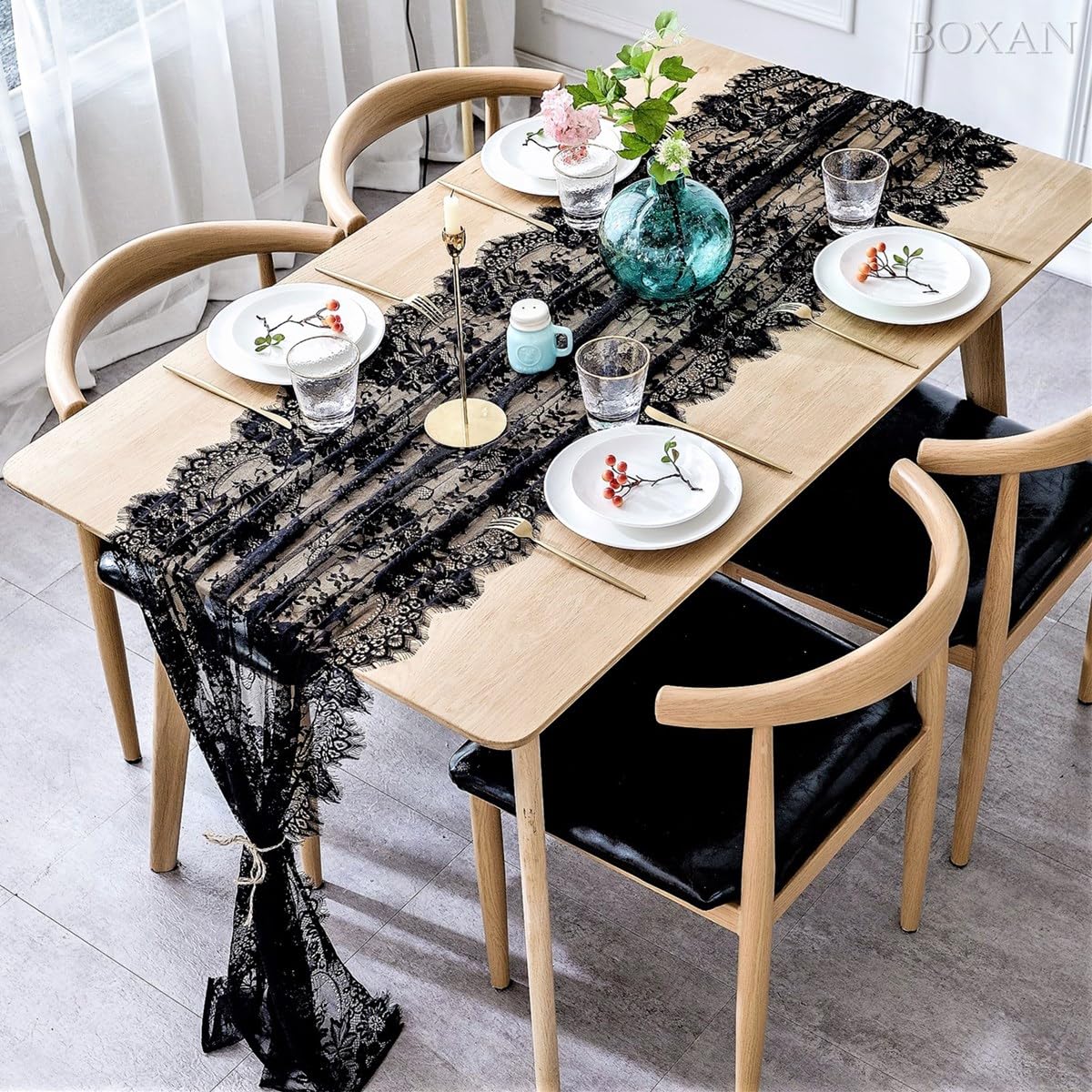 Black Lace Wedding Table Decorations