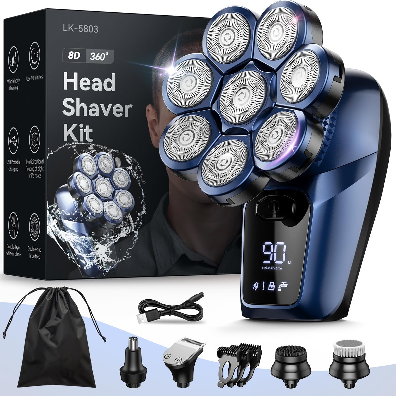 Amazon.com: Head Shavers for Bald Men, 8D Floating Head Shaver with 3 ...