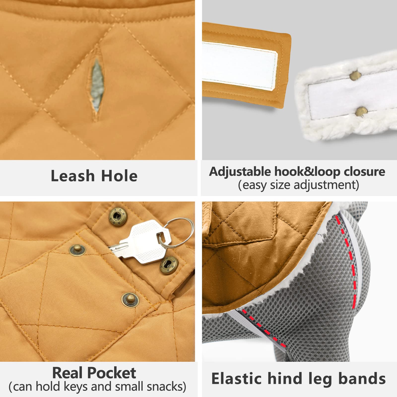 KYEESE Dog Jacket Winter Windproof Fleece Lined Dogs Vest Cold Weather ...