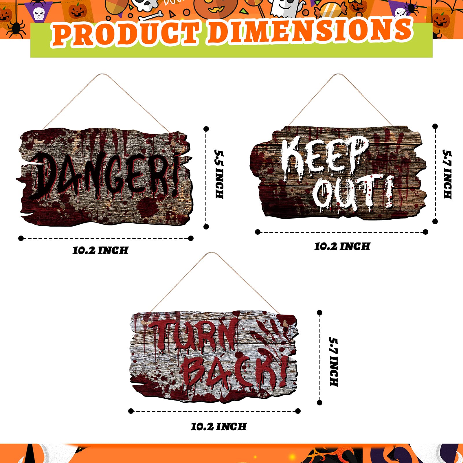 Snapklik.com : 3 Pieces Halloween Decorations Door Sign Beware Props ...
