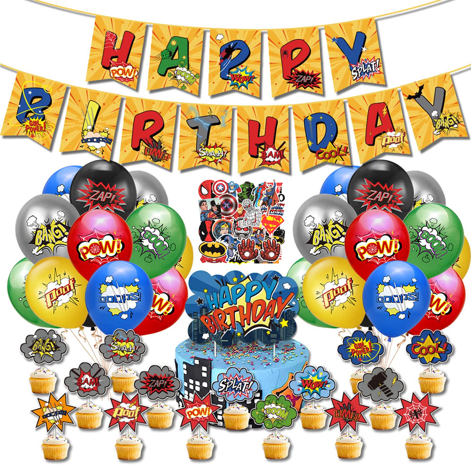 Buy Superheroes Birthday Party Supplies, Avengers Birthday Decorations ...
