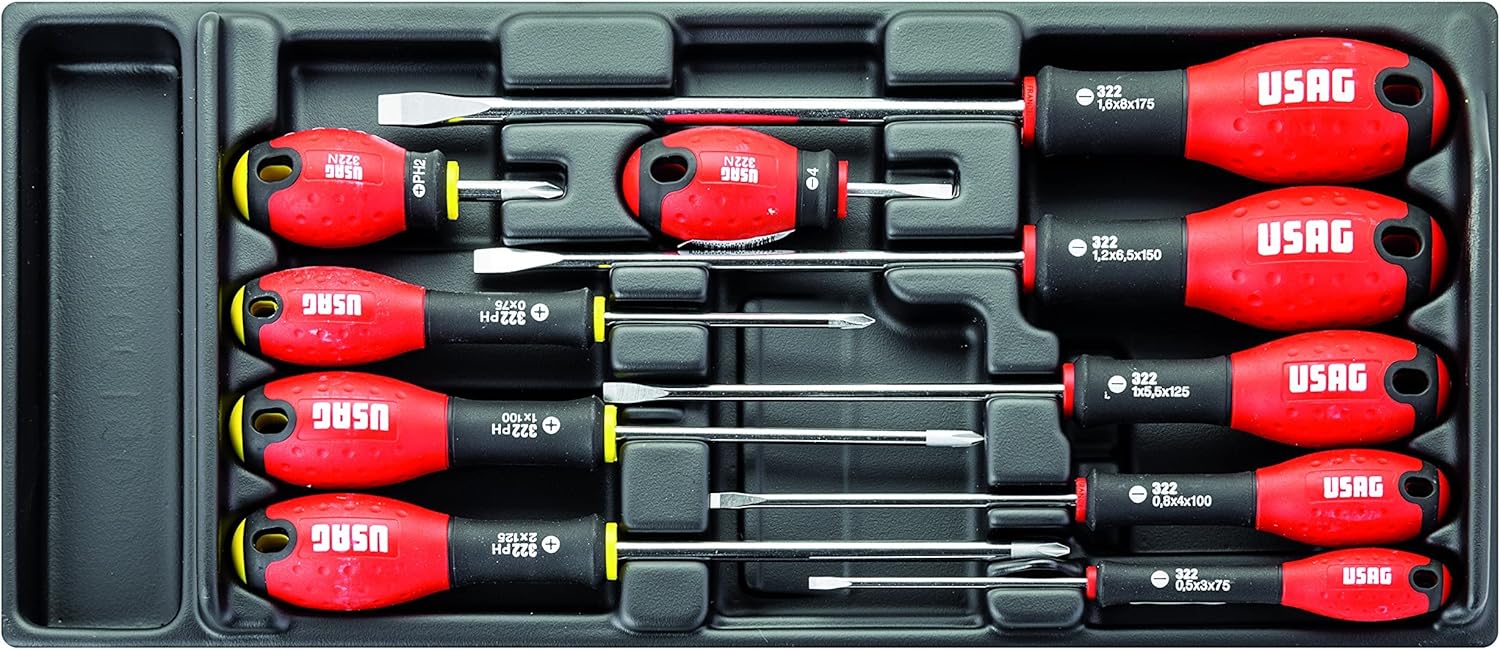USAG U05190772 - 519/322H - Assortment of screwdrivers in plastic tray ...
