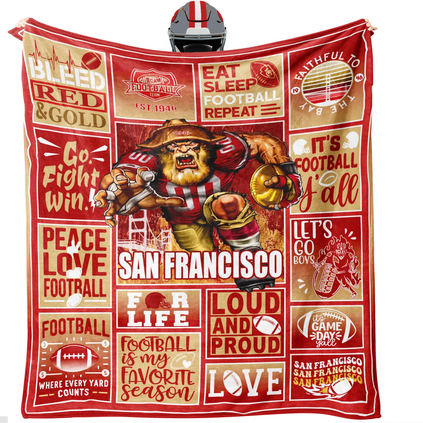 Amazon.com: San Francisco Football Blanket Fans Gifts Soft Flannel 60 x ...
