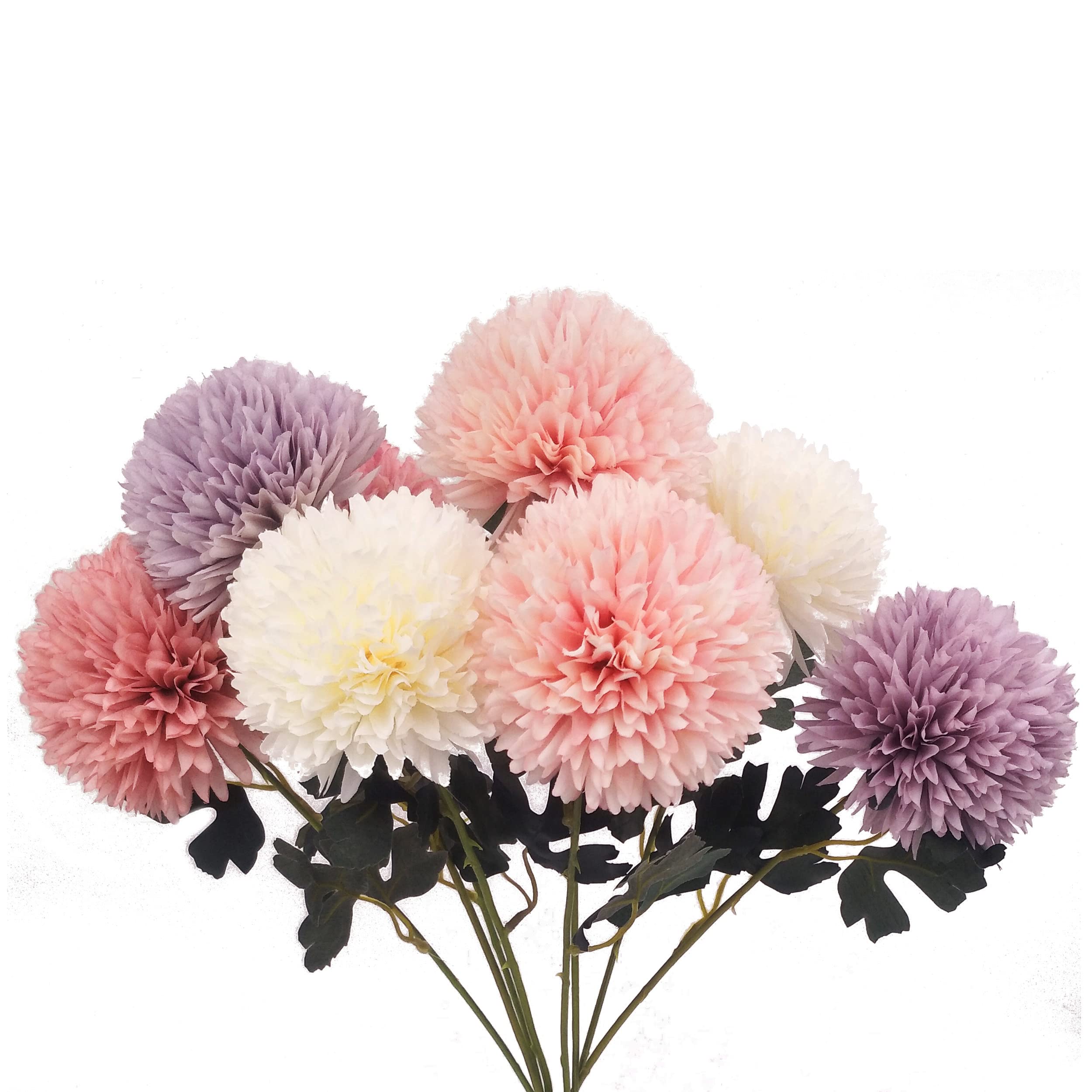 Amazon.com: cn-Knight Artificial Flower 8pcs 22'' Long Stem Silk Pompon ...