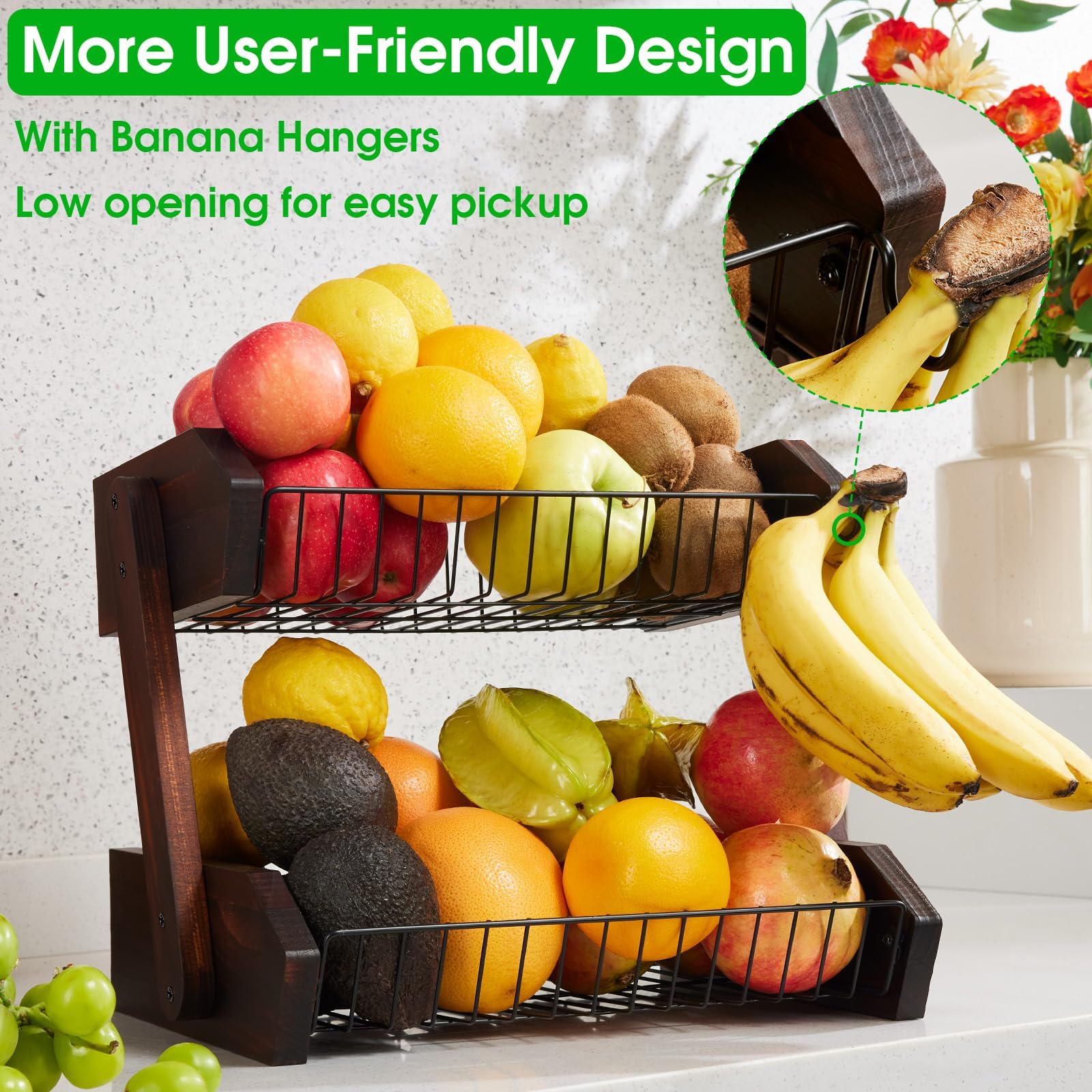 Snapklik.com : Fruit Basket For Kitchen, 2 Tier Fruit Bowl,Kitchen ...