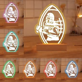 METERULE Personalized Football Night Light,Custom Rugby Player Name ...