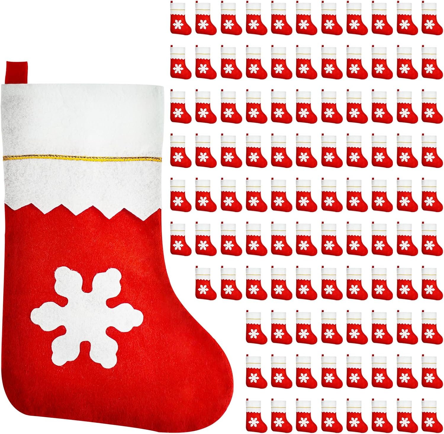 Amazon.com: Succwoah 100 Pieces Red Felt Christmas Stockings Bulk 15 ...