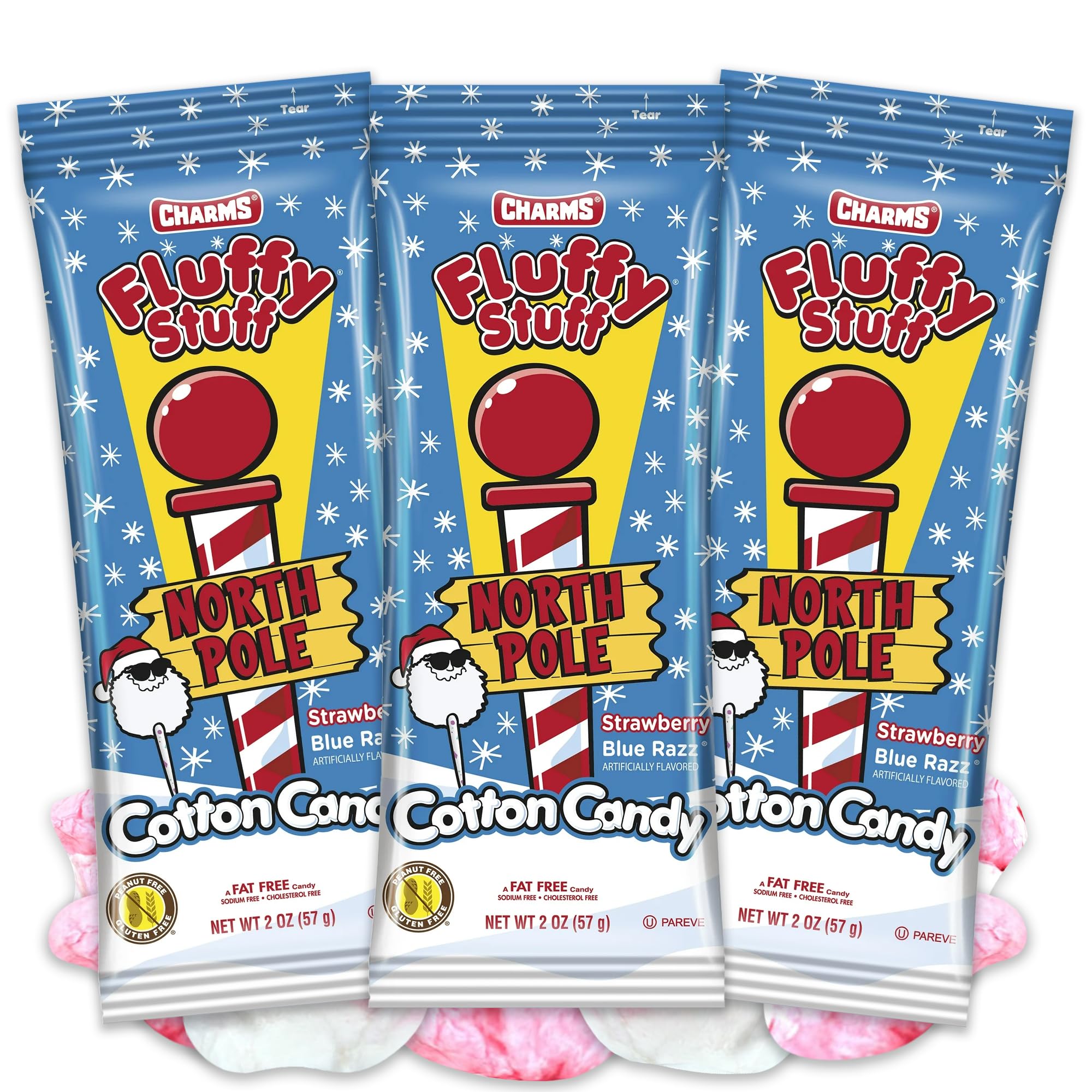 Amazon.com : Fluffy Stuff North Pole Cotton Candy 3 Pack of Christmas ...