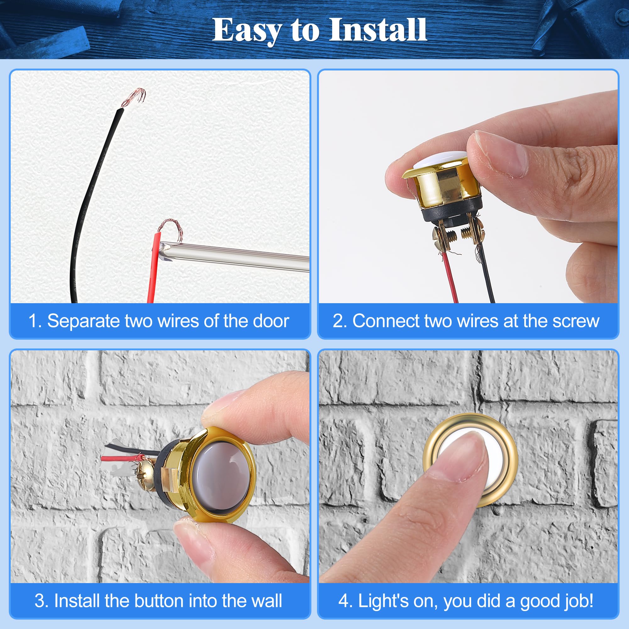 Snapklik.com : Dreyoo 2 Pack Lighted Doorbell Button Replacement, Easy To Install Wired Doorbell ...