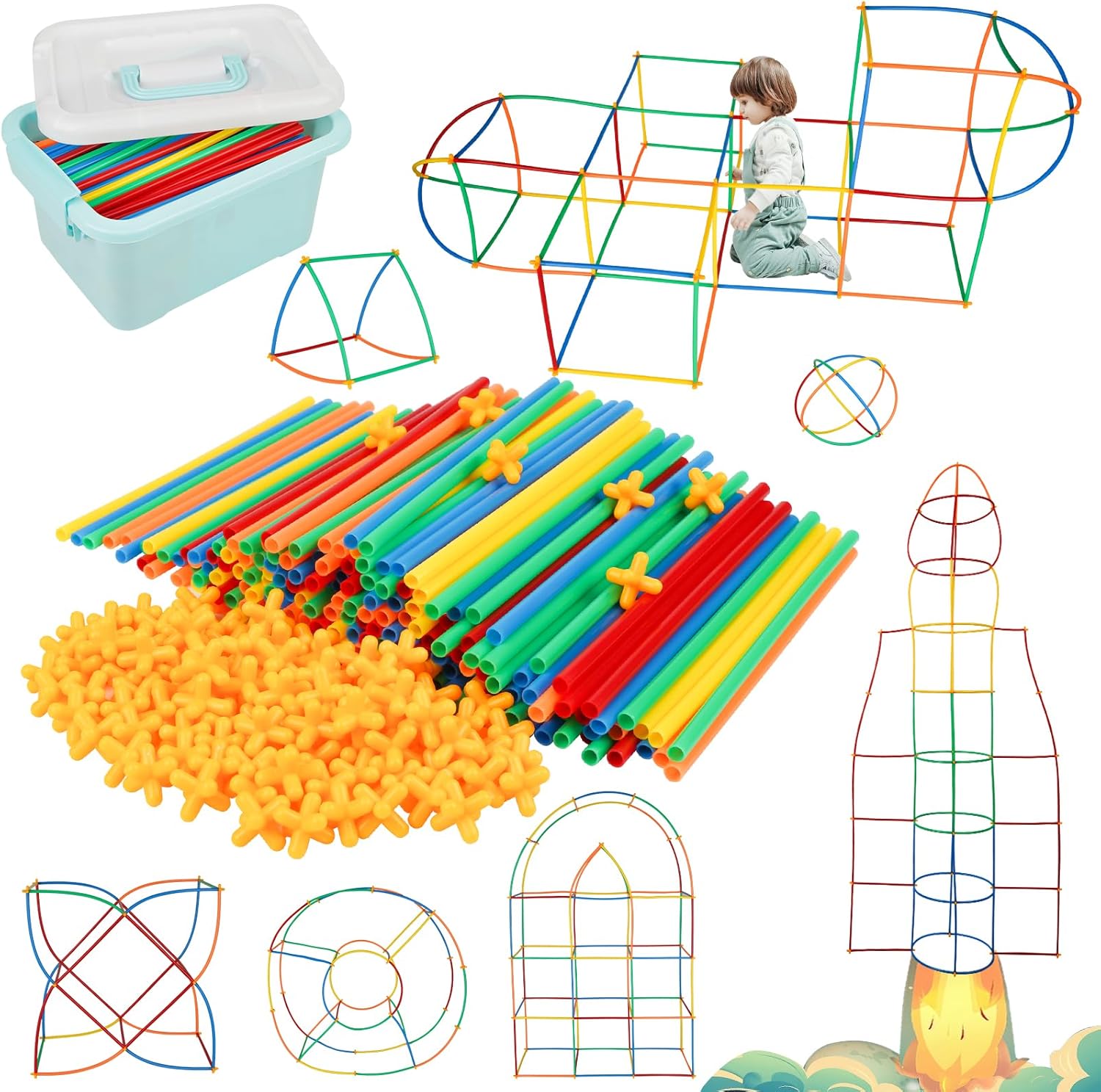 Amazon.com: RLRY Straw Constructor Toys STEM Building 400Pcs Toy ...