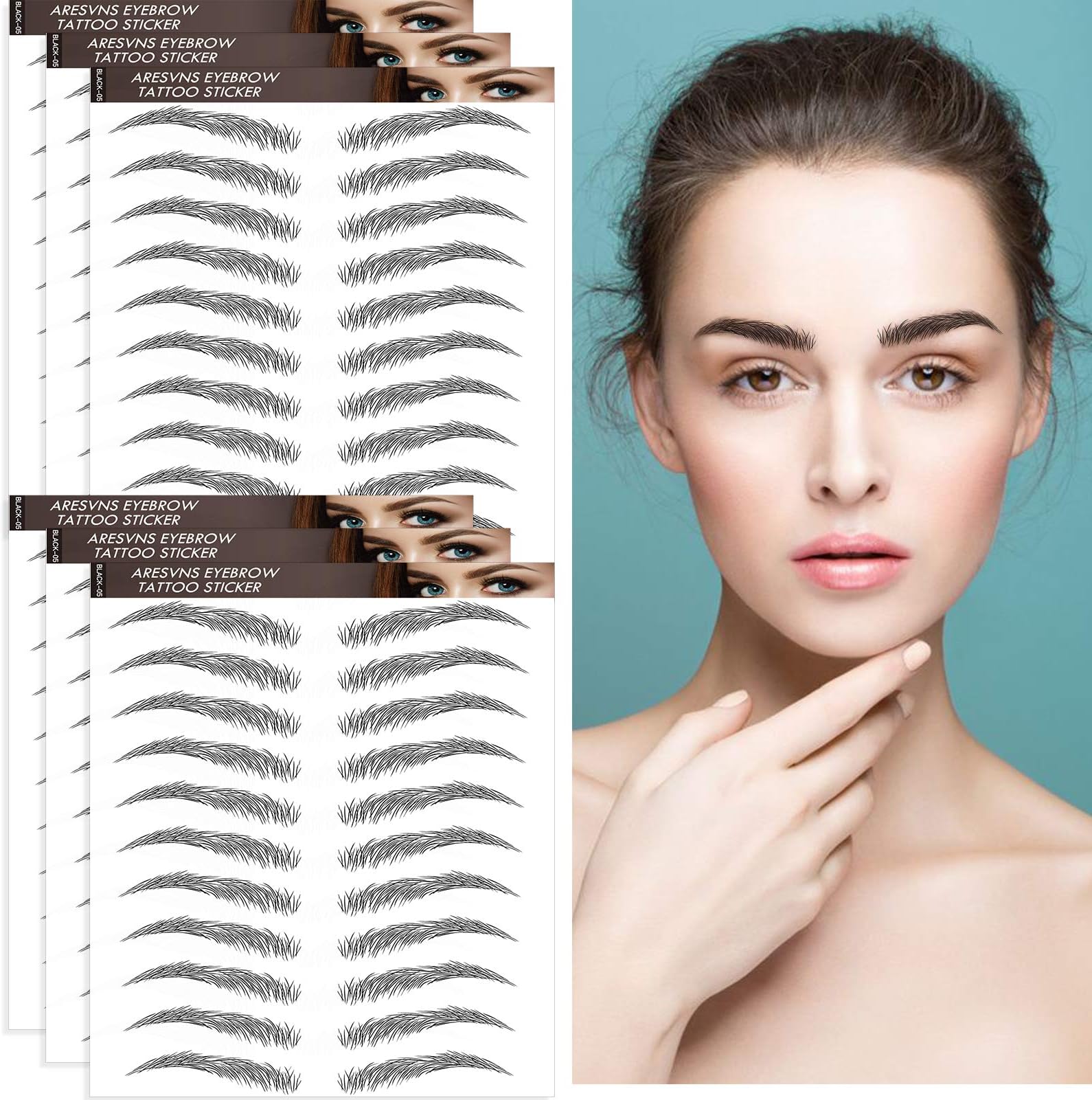 Amazon.com : 18 Sheets 180 Pairs Eyebrow Tattoo Stickers 4D Hair Like ...