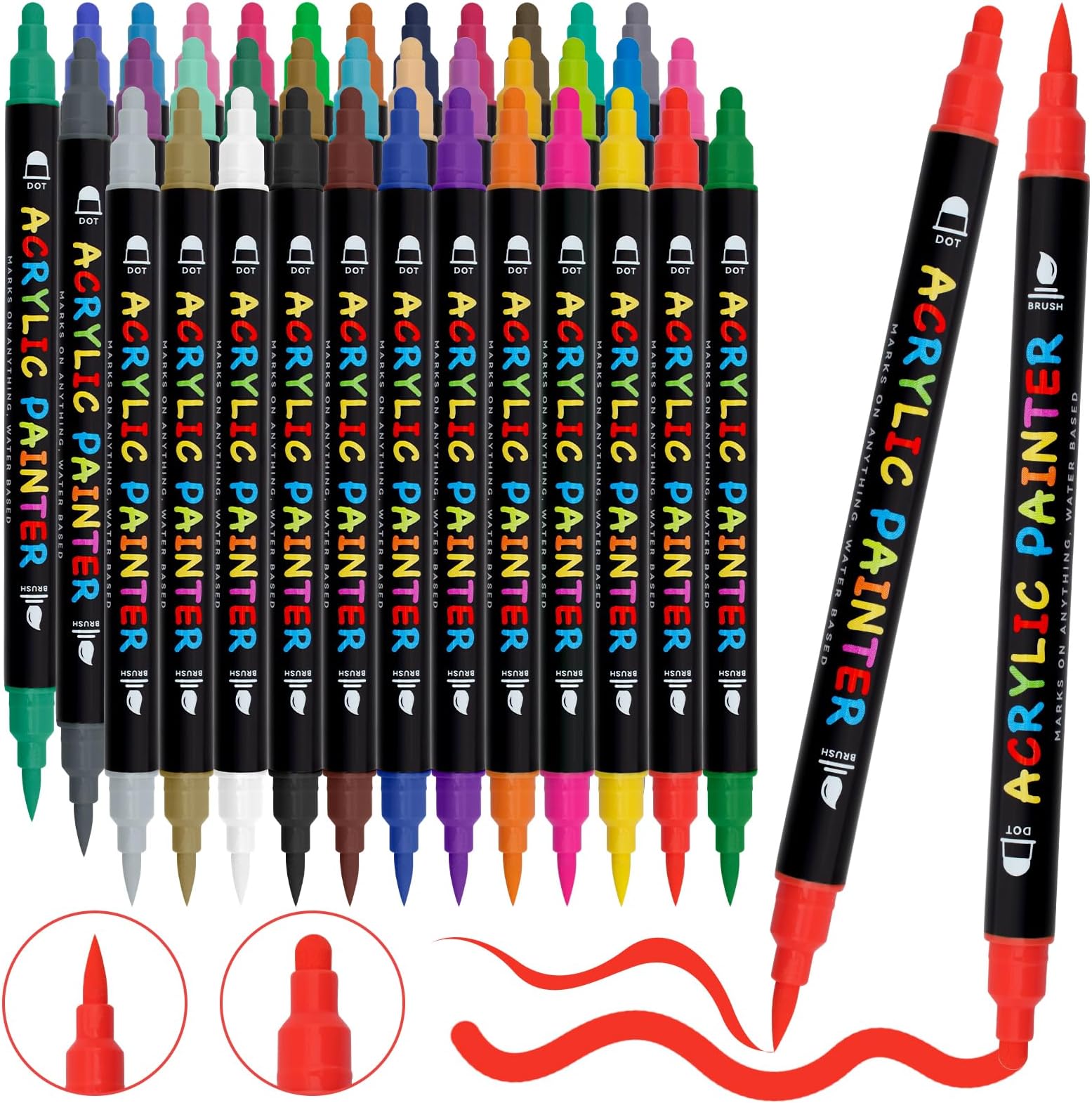 Amazon.com: Tesquio Paint Pens, 18 Colors Acrylic Paint Pens Markers ...