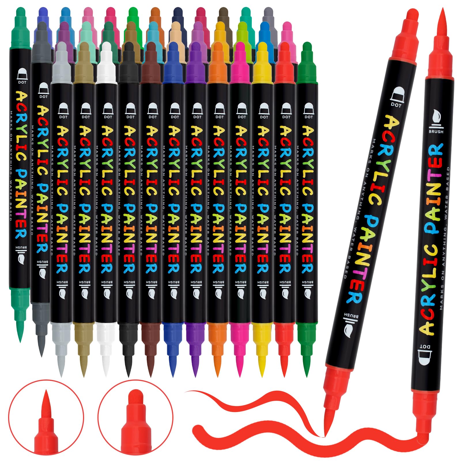 Amazon.com: Tesquio Paint Pens, 36 Colors Acrylic Paint Pens Paint ...